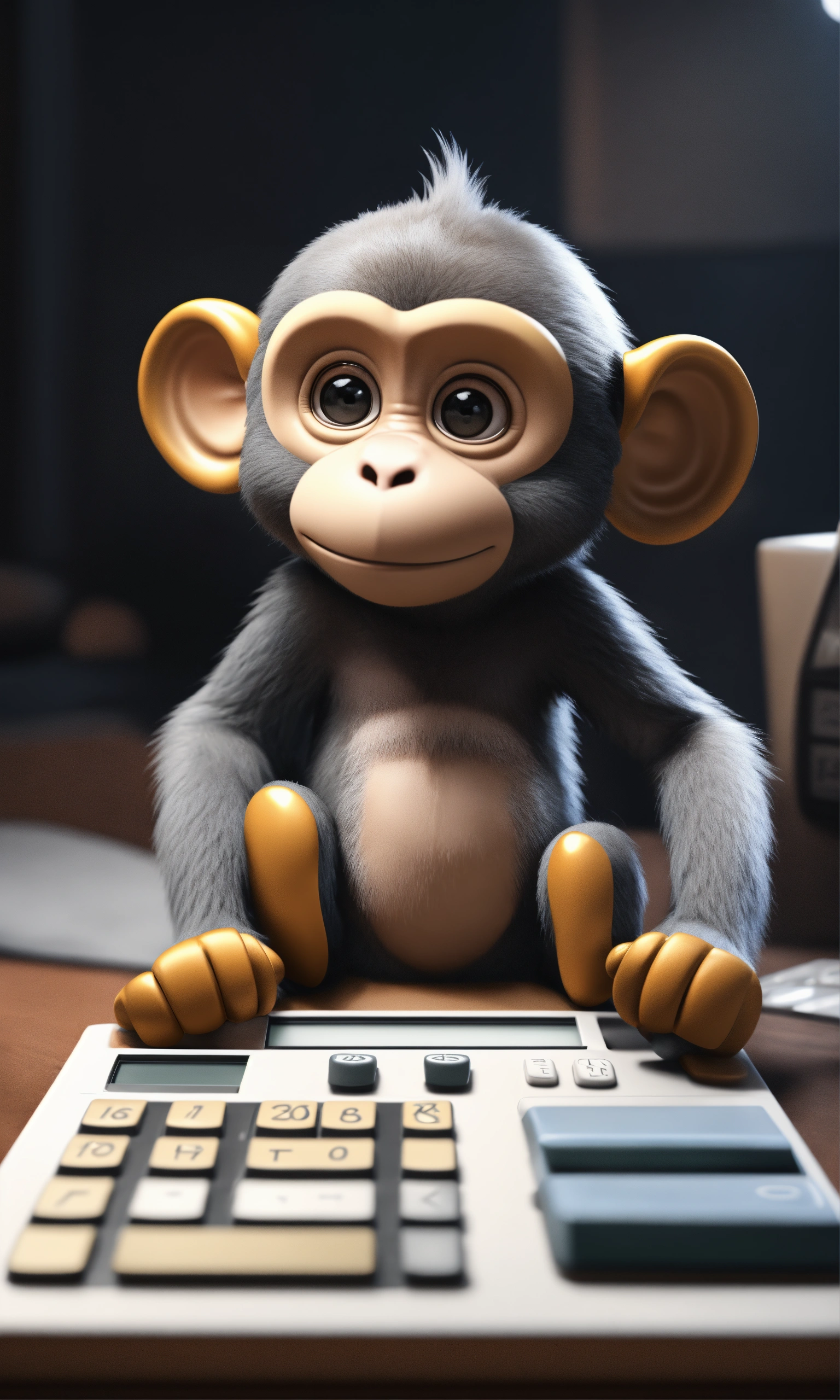 Lexica - A cute monkey using a calculator, doing math, stunning unreal ...