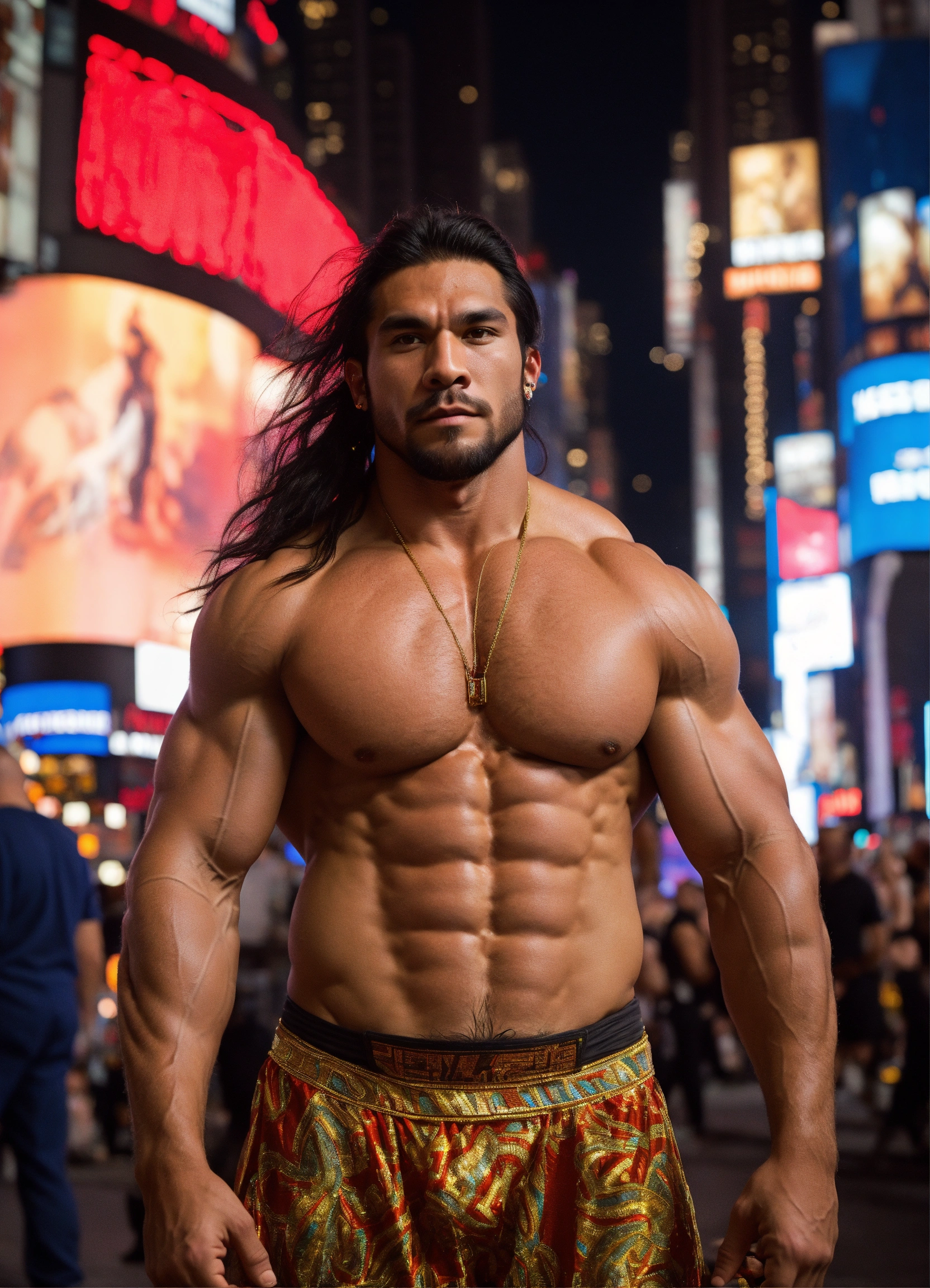 Lexica - 30-year-old hairy Native American man with big muscles, big ...