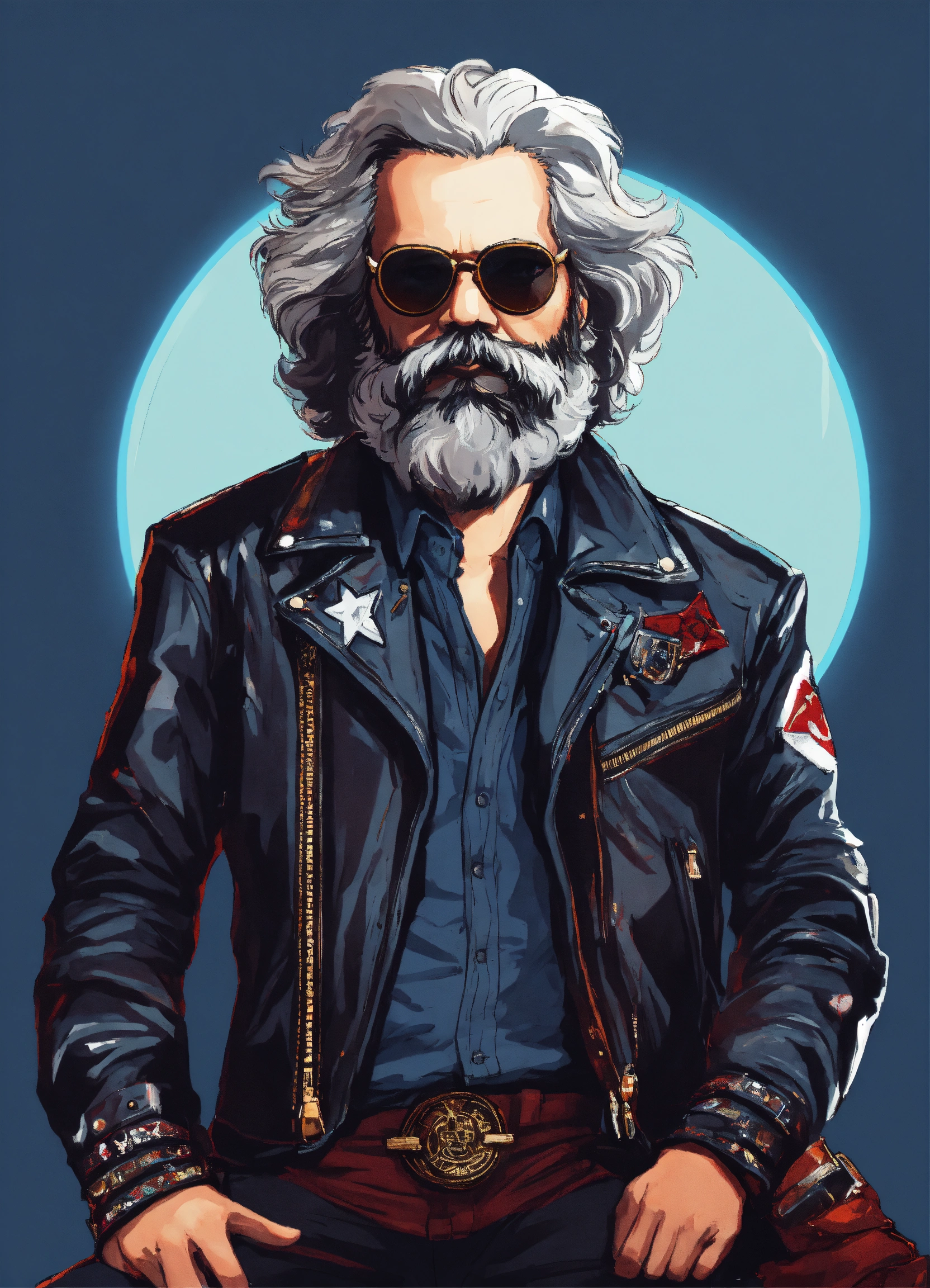 Lexica - Illustration of a cool Karl Marx in a rocker avatar, donning ...