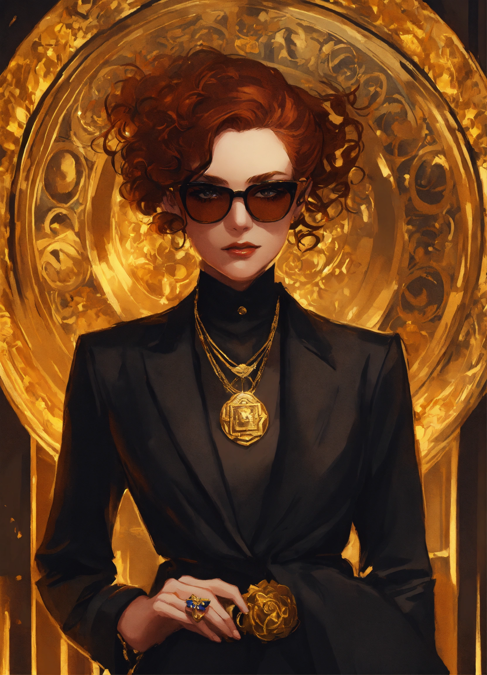 Lexica - Good omens as woman, female Crowley wearing black clothes suit ...