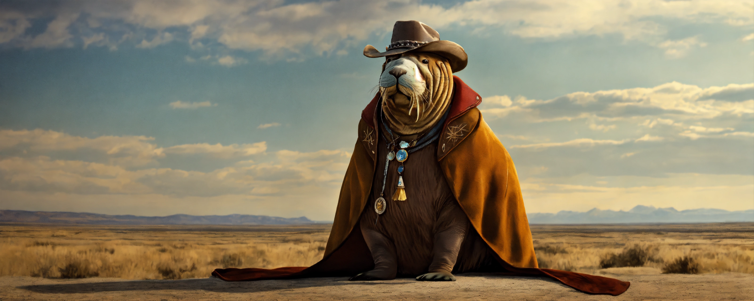 Lexica - A realistic ((walrus)) dressed in (old wild west cowboy style ...