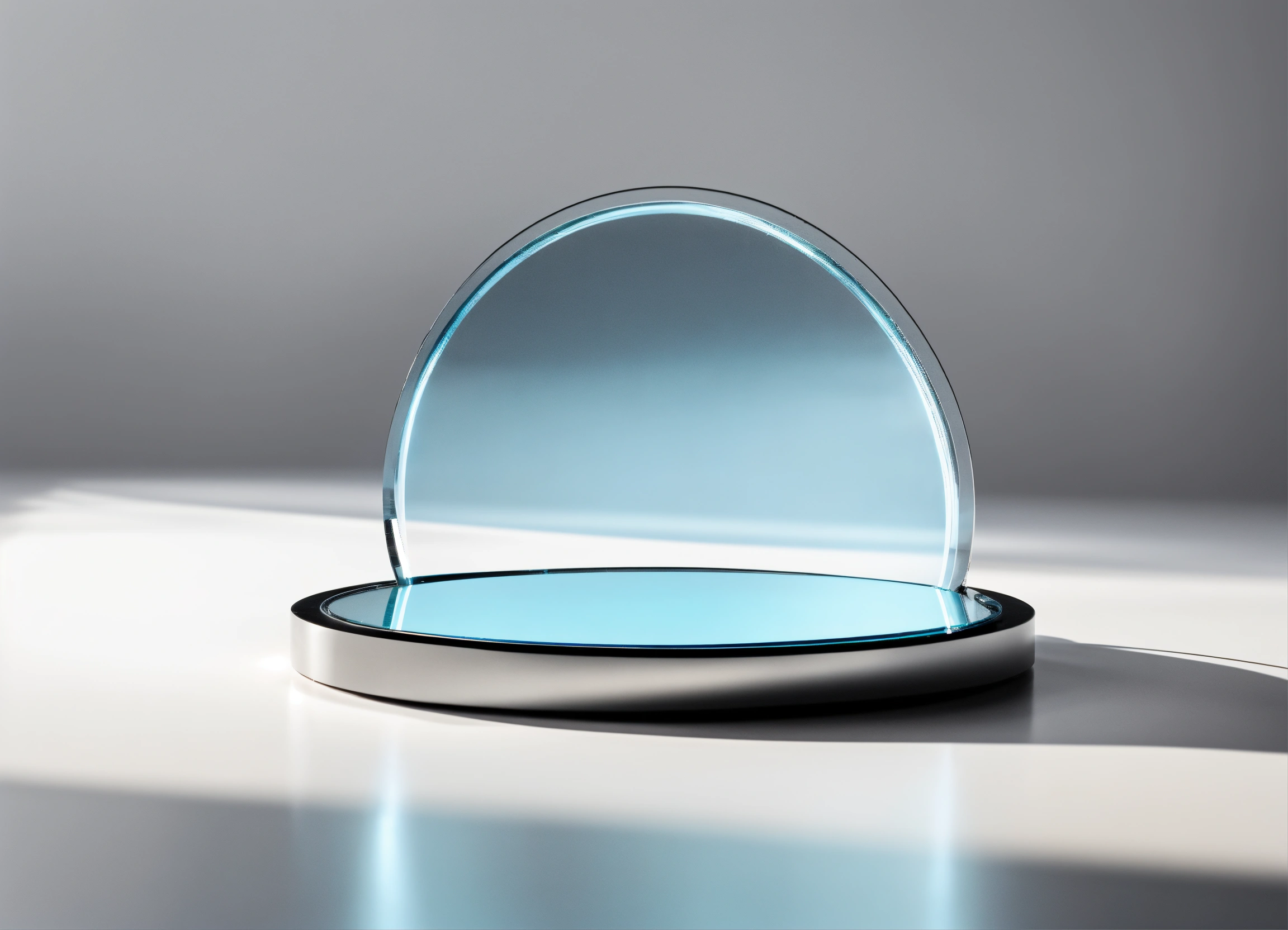 Lexica - An optically clear, thin glass circle, seen from a side angle ...