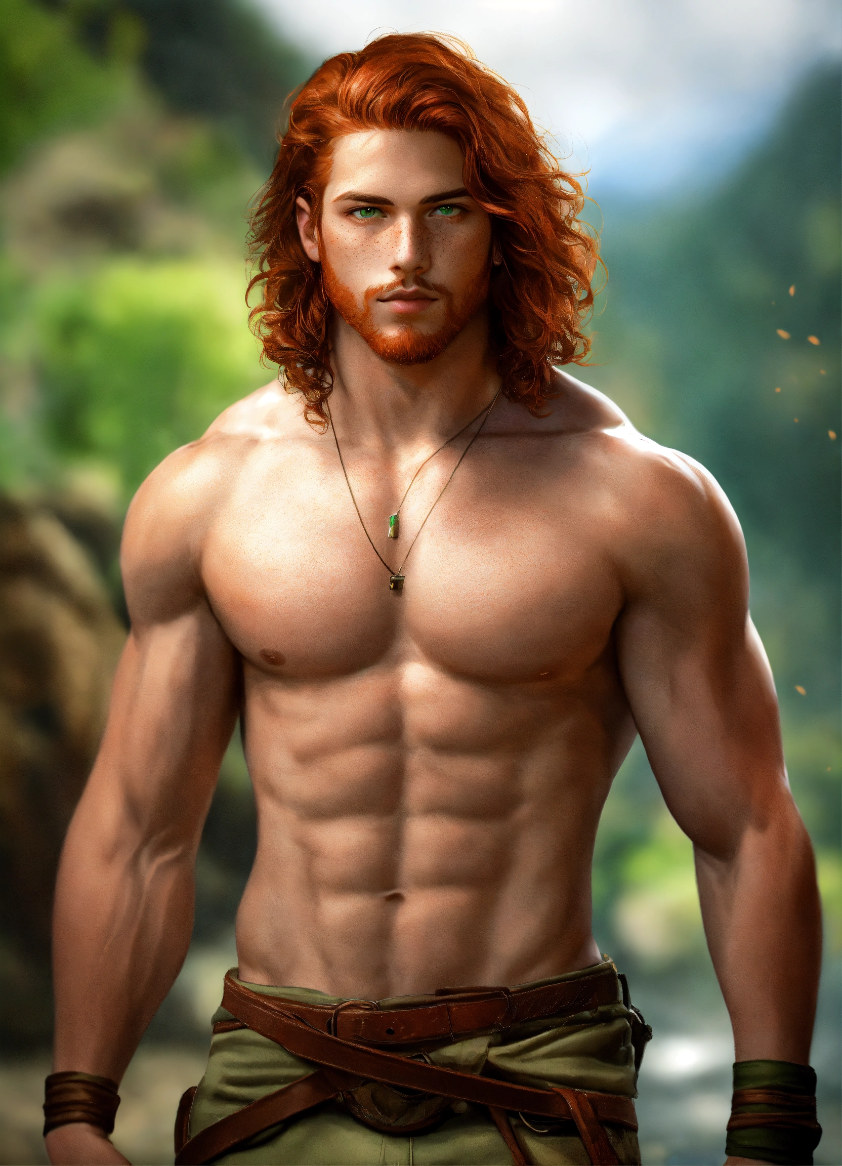 Lexica - 25-year-young man with long red hair and matching stubbles and ...