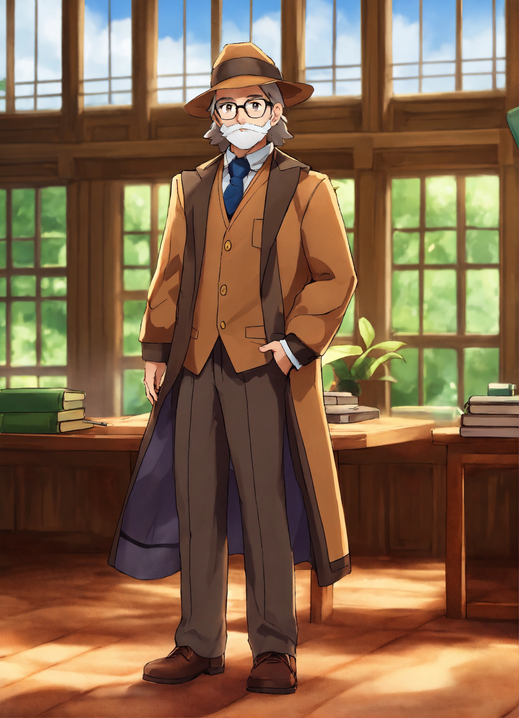 Lexica - Animime style, male pokemon professor, professor spruce, brown ...