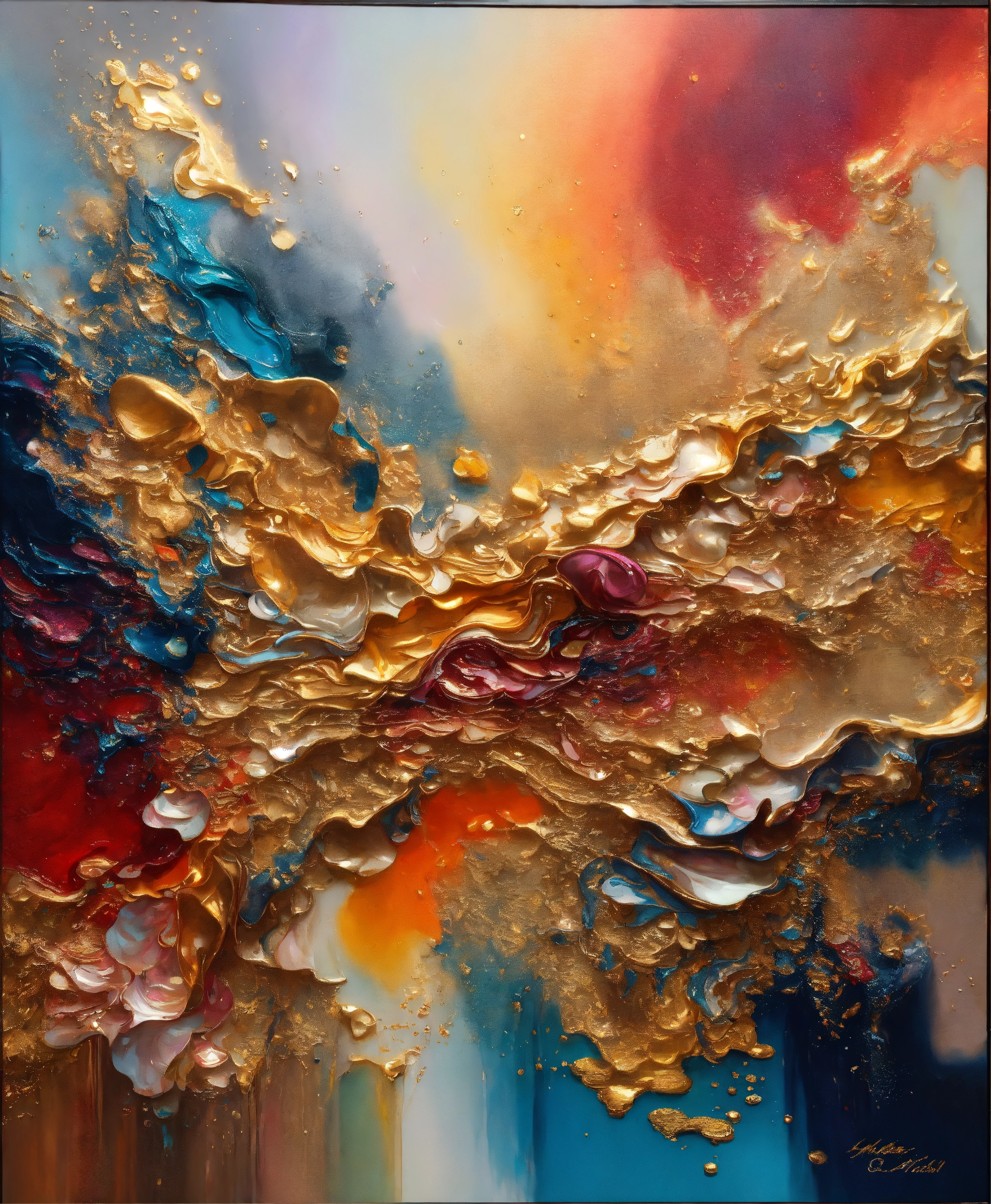 Lexica - Colorful abstract painting oil and water complex complicated ...