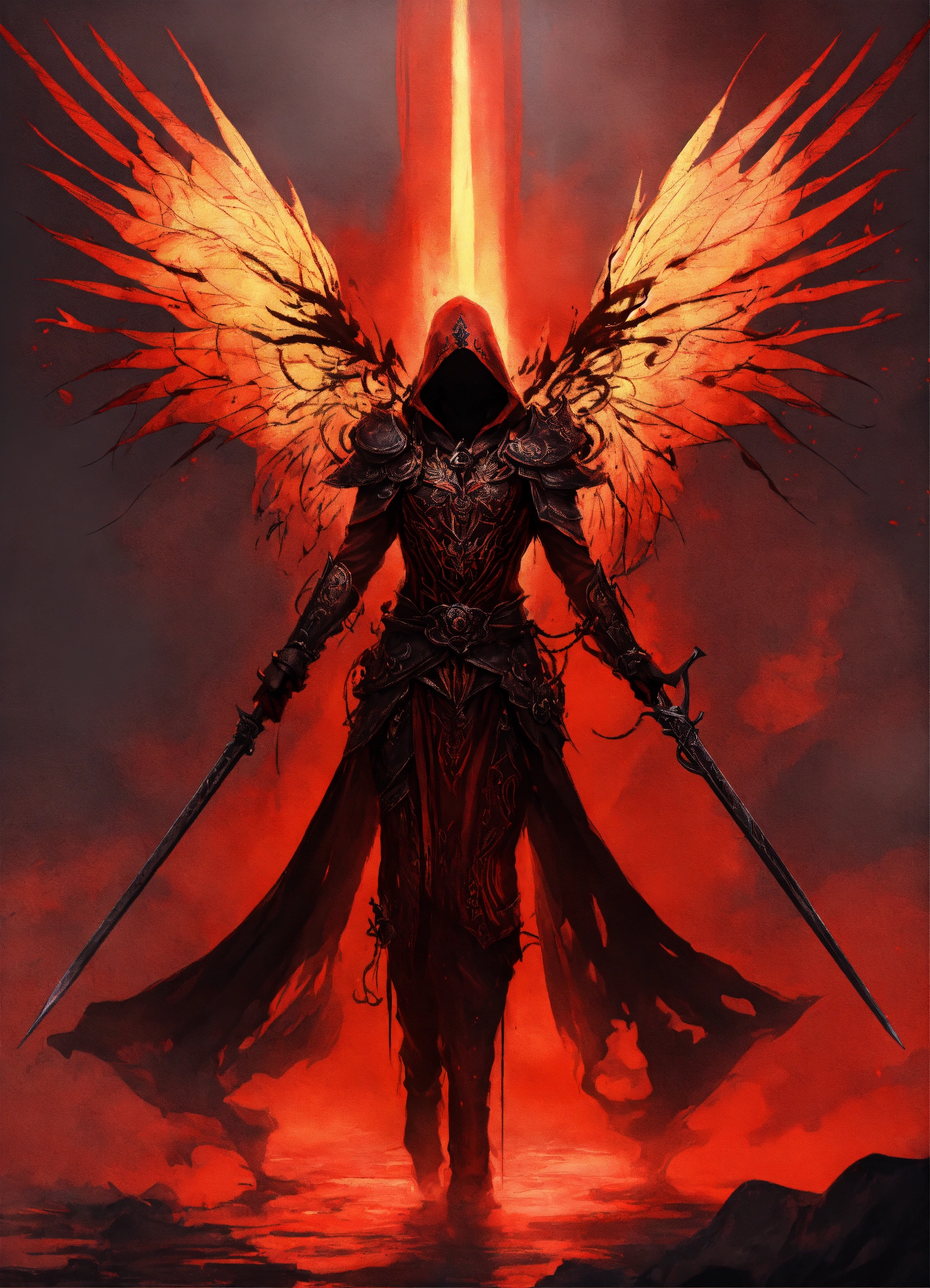 Lexica - Realistic illustration art, ink, Shadow Seraphim's costume is ...