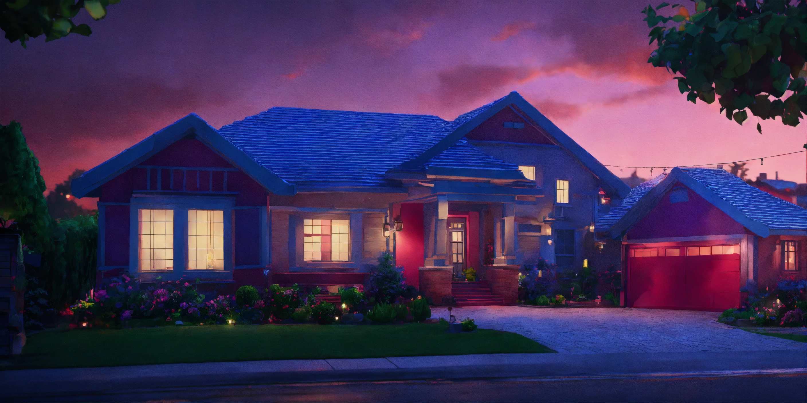 Lexica - CGI! Pixar style 80's home exterior. house party. no people ...