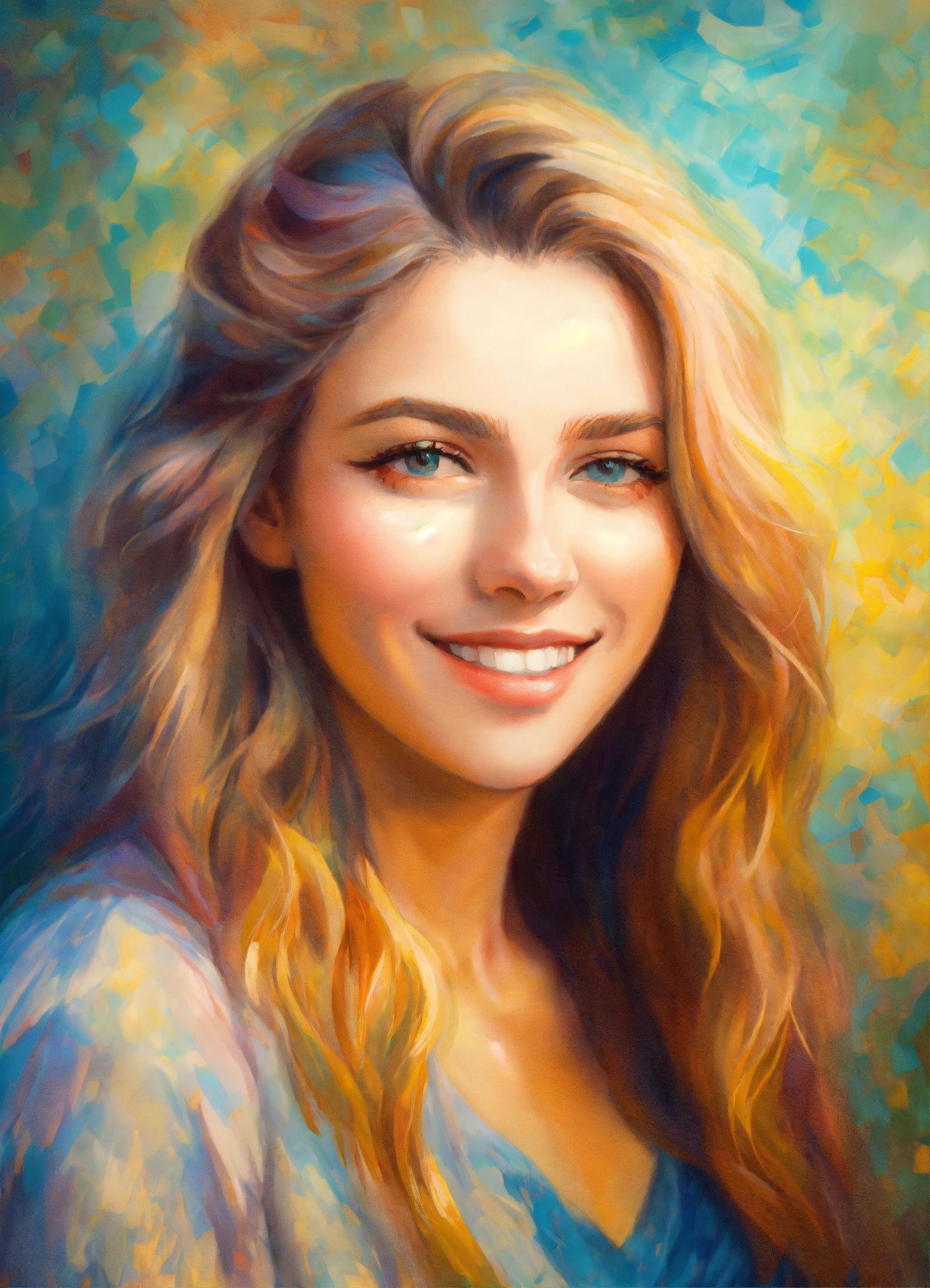 Lexica - Portrait of cute happy lady, light hair, pastel, soft light ...