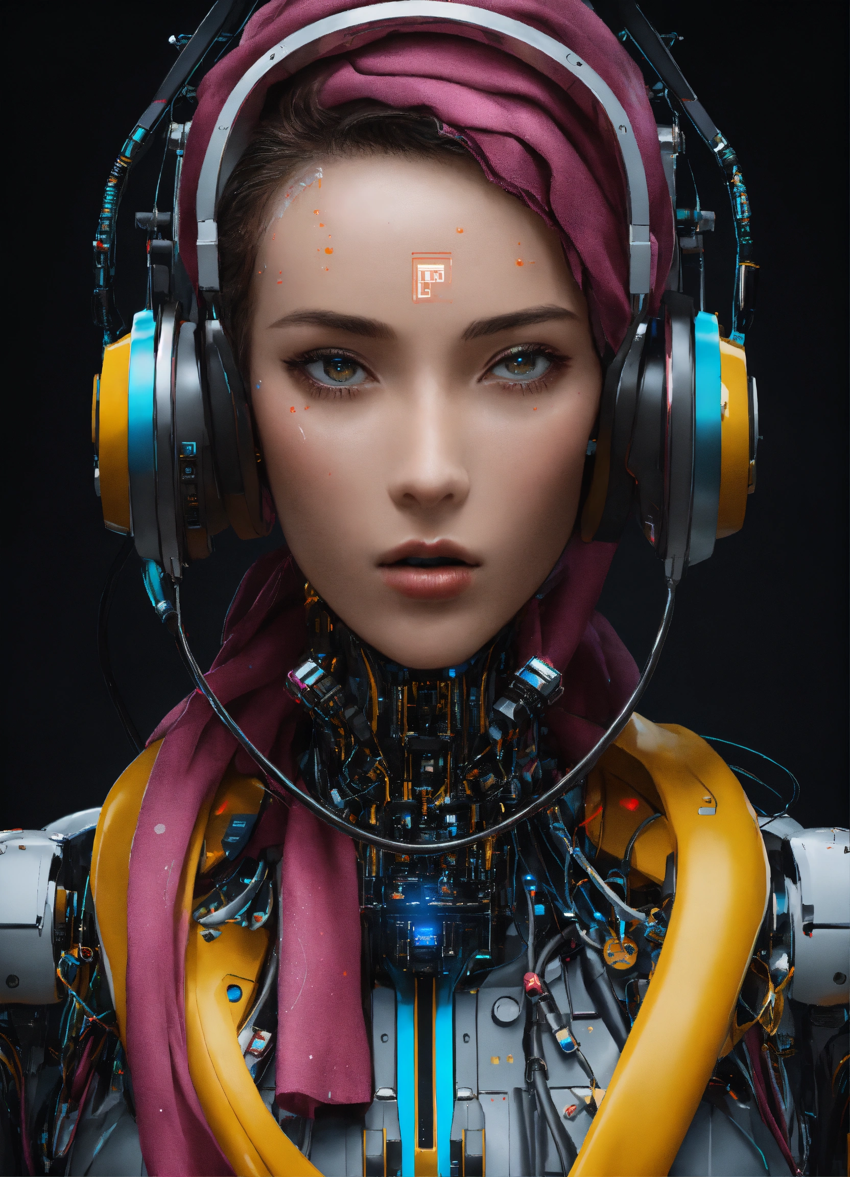 Lexica - A modest scientist ai robot women scarf expression more with a ...