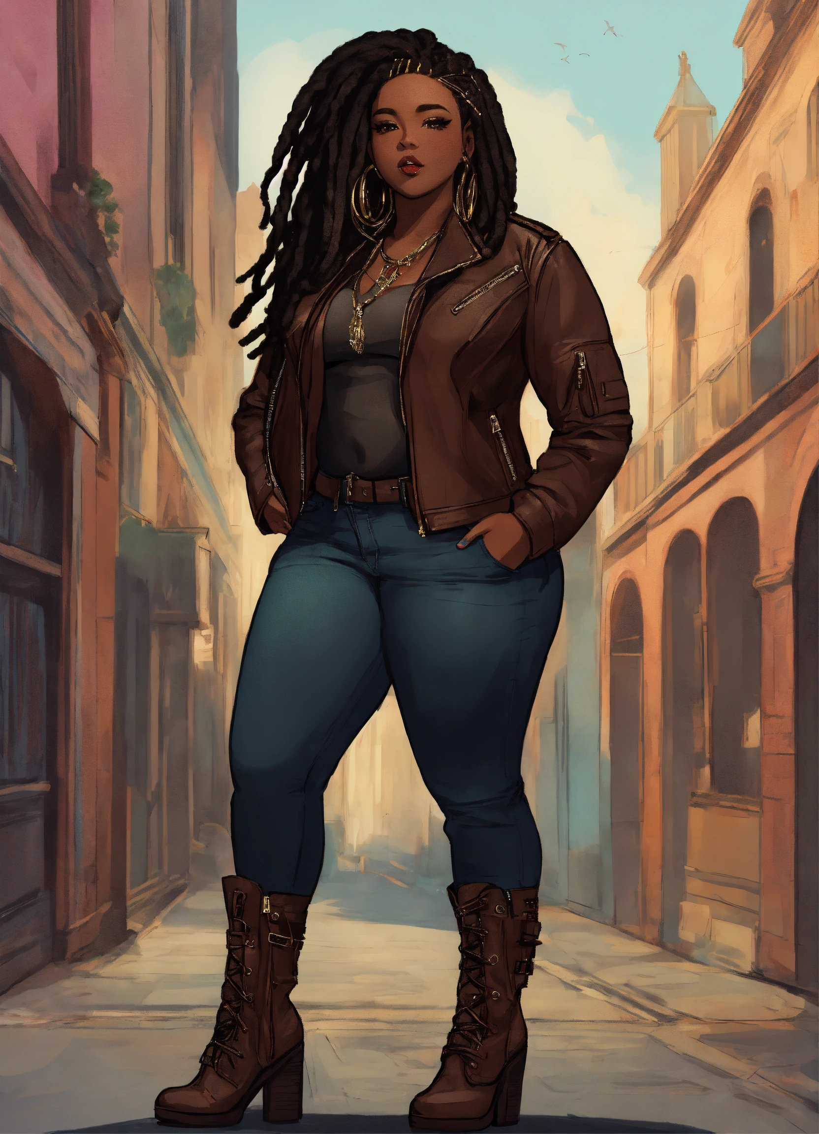 Lexica - Illustration of an exquisite full figured black woman with ...