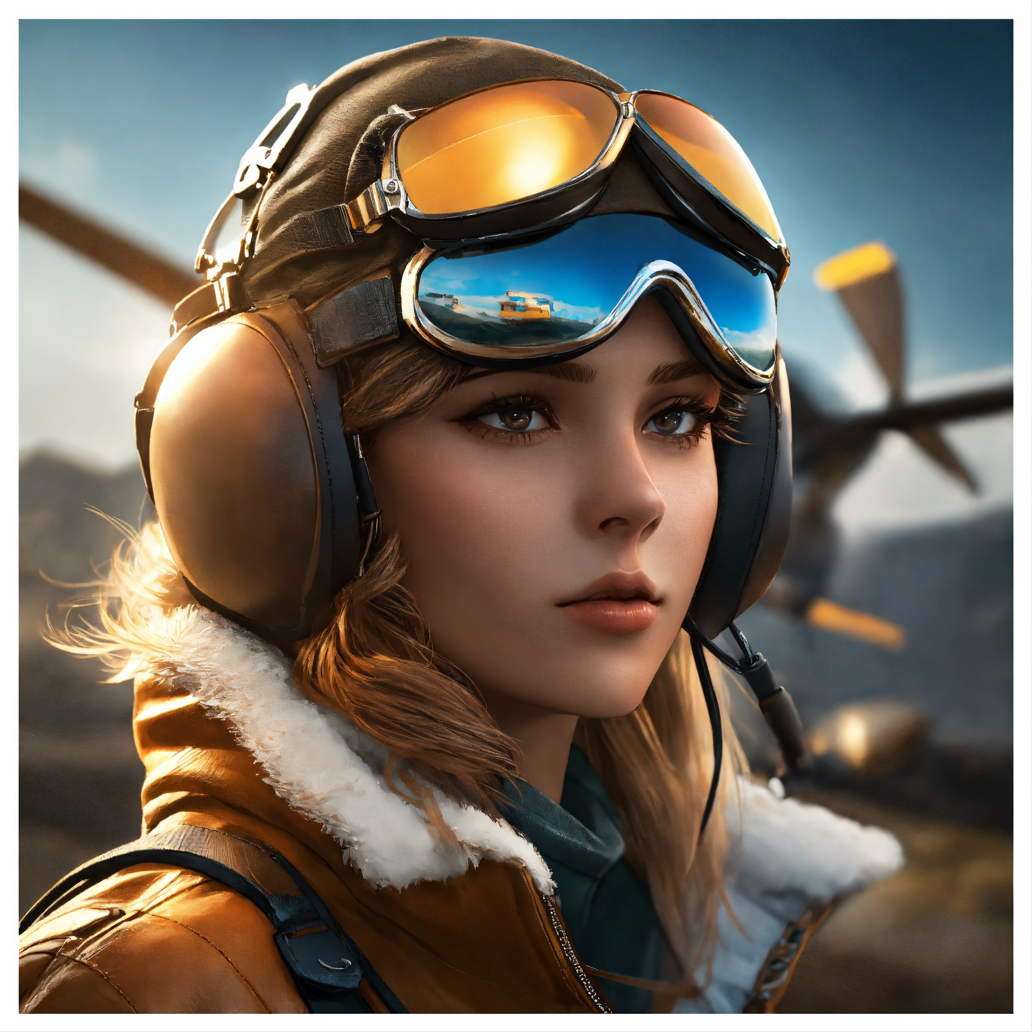 Lexica - A beautiful girl pilot wearing aviator googles, unreal engine ...