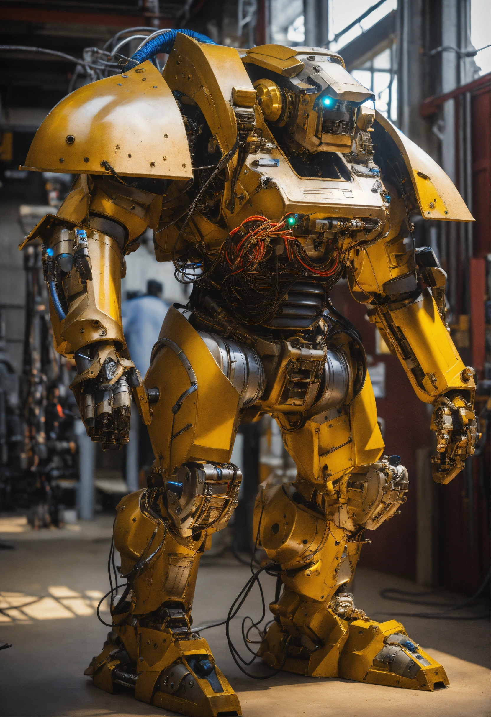 Lexica - Large cybernetic power armor with many cables and strong ...