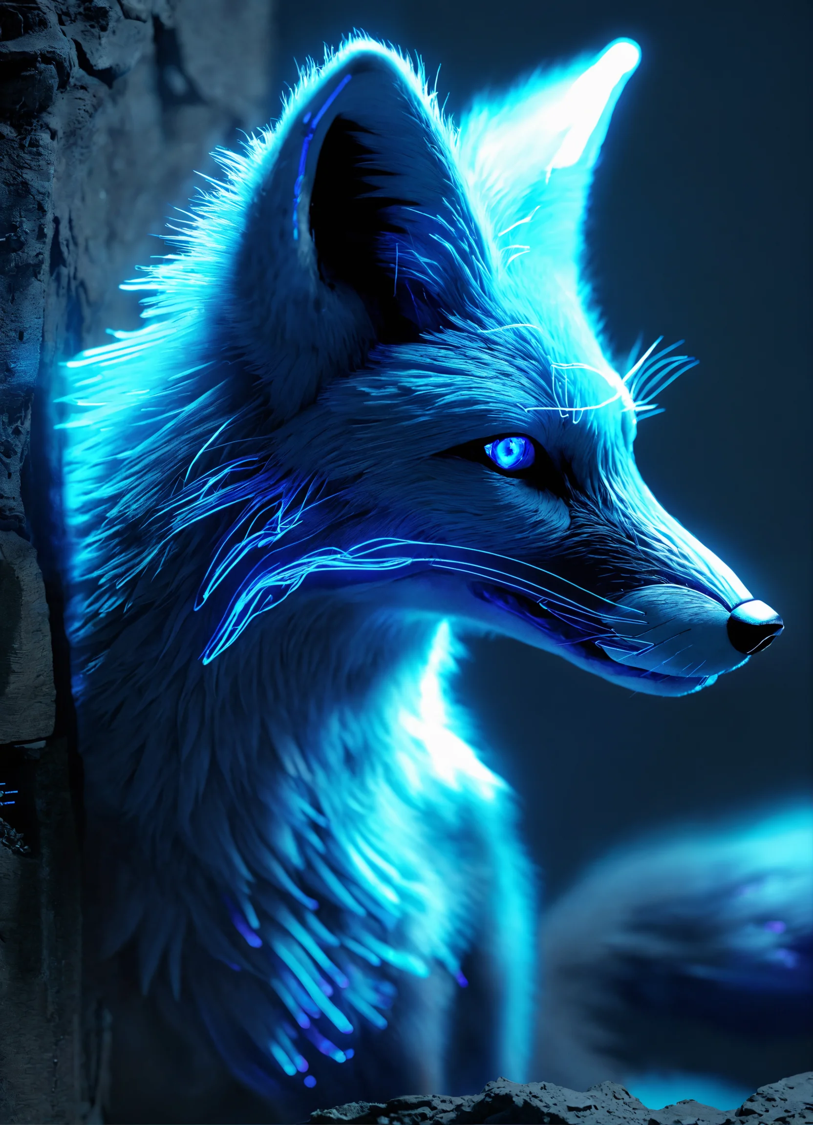 Lexica - "Create a captivating animal logo of a majestic blue fox ...