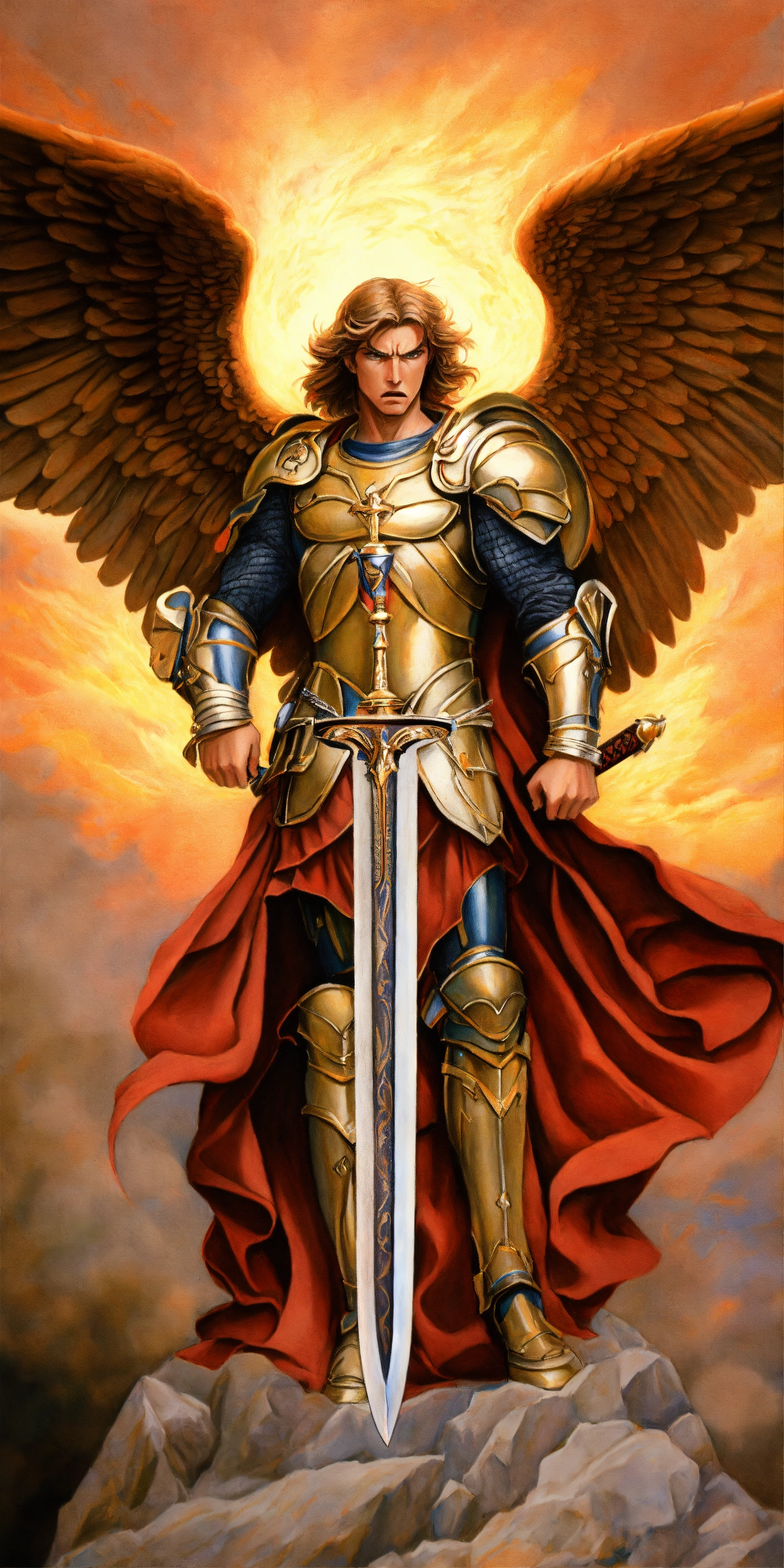 Lexica - Colored pencil drawing of archangel michael angry, with a ...