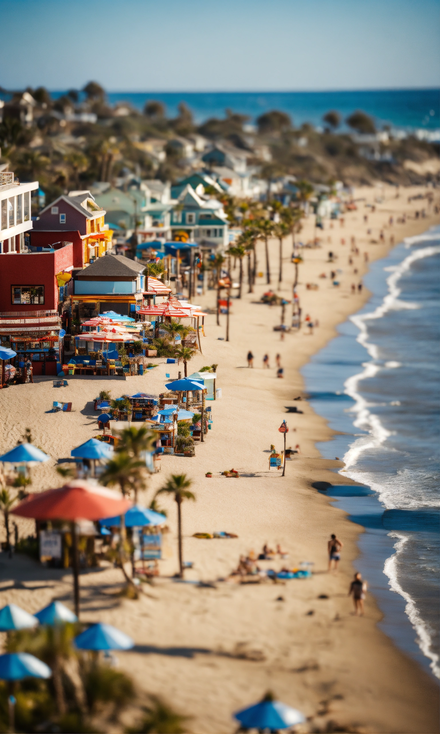 Lexica - A model on a Californian beach with a boardwalk and beachside ...