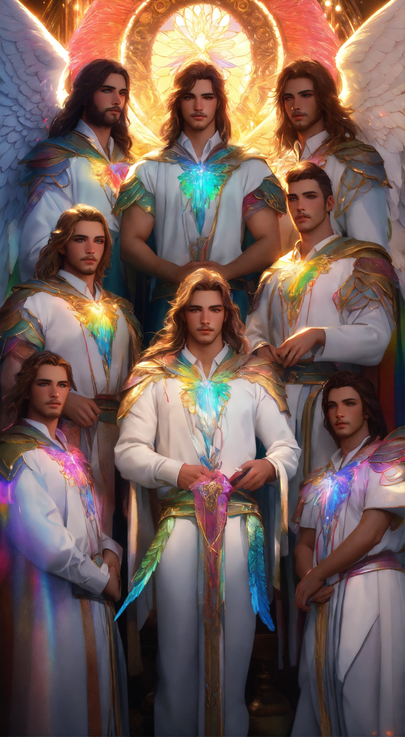 Lexica - Group of 7 beautiful and perfect male Angels, detailed and ...