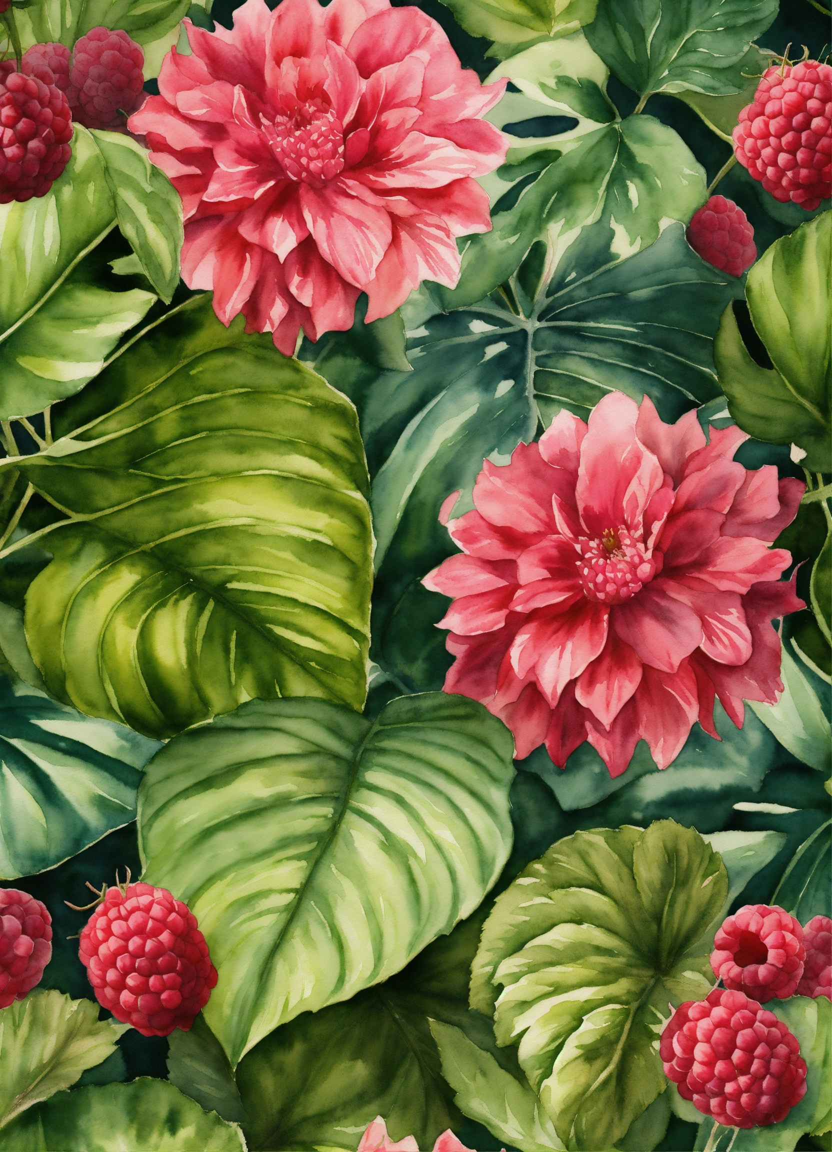 Lexica - Pattern of large leaves and tropical plants and flower ...