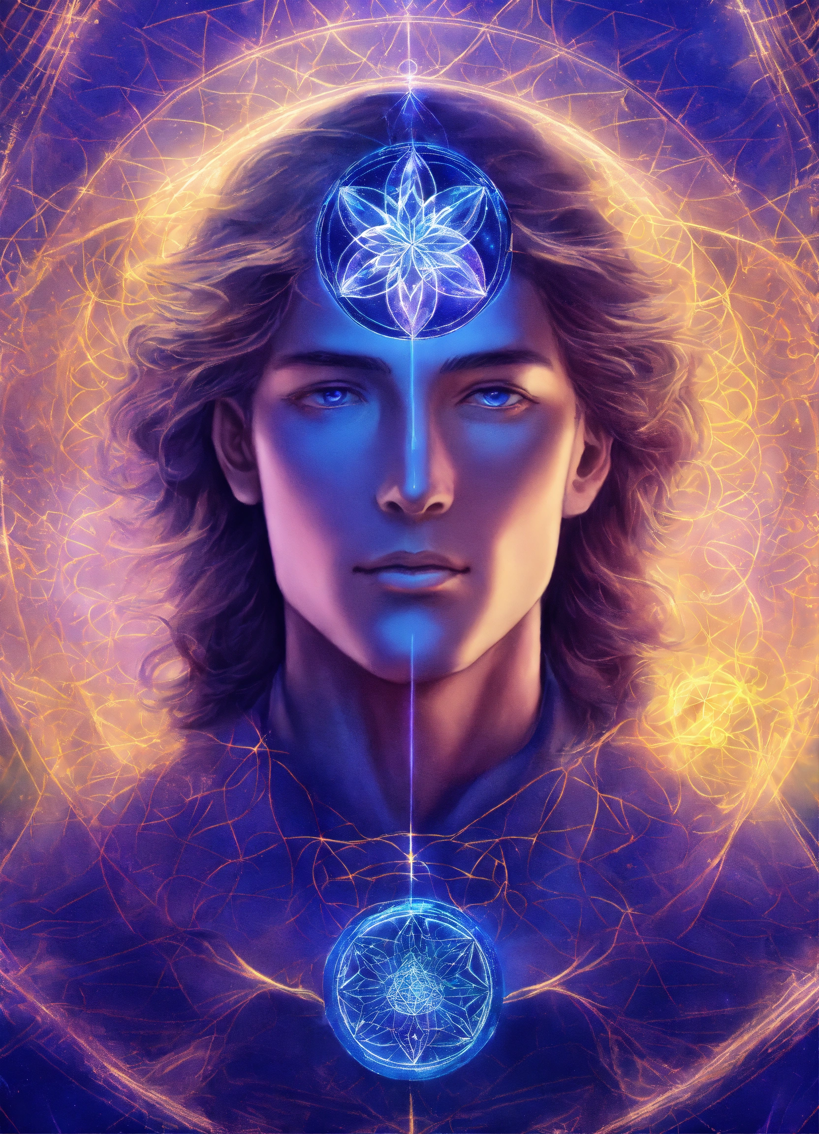 Lexica - Archangel Michael with a middle-aged male face, flower of life ...