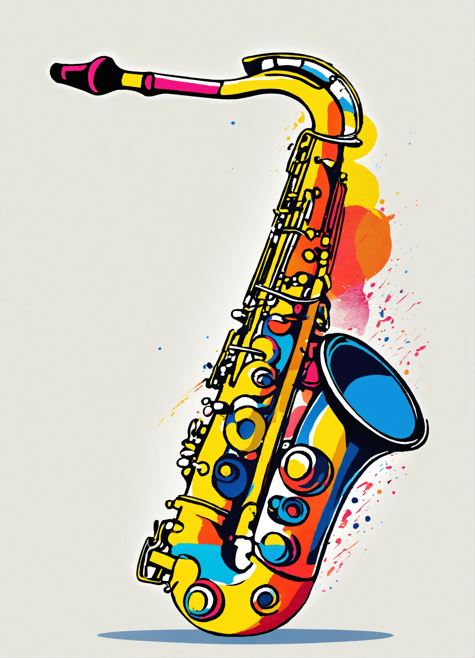 Lexica - Colorful saxophone, side view, vibrant colors, t-shirt design ...