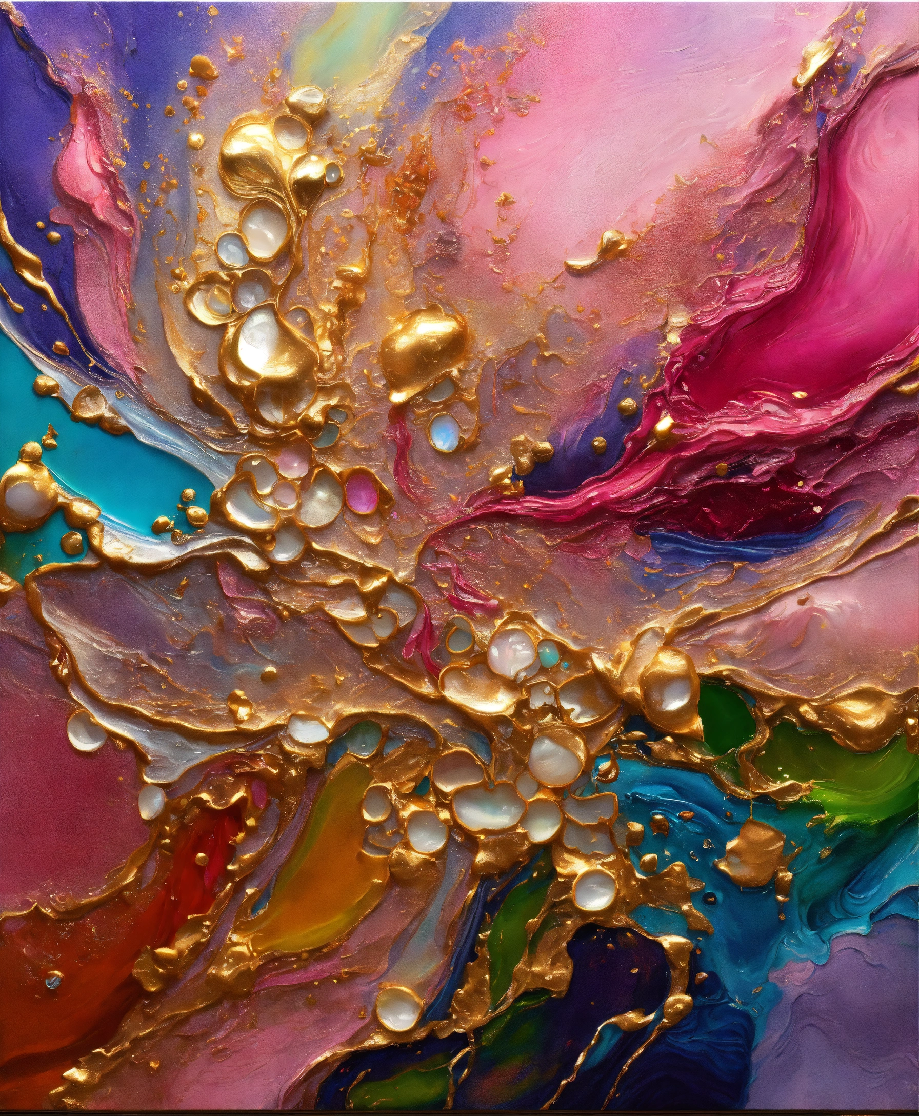 Lexica - Colorful abstract painting oil and water complex complicated ...