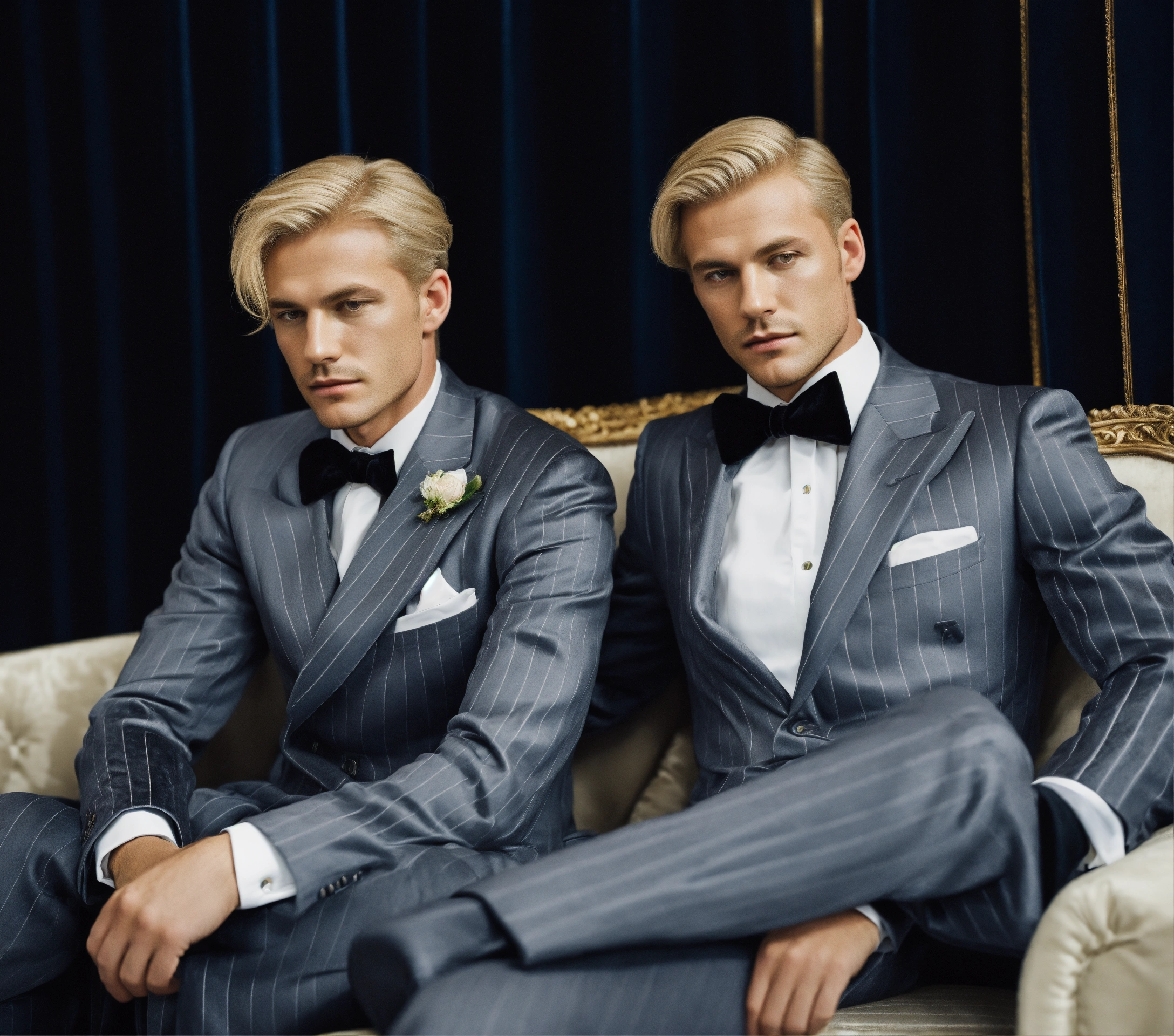 Lexica - Two German gentlemen in silk grey pinstripe suit and white tie ...