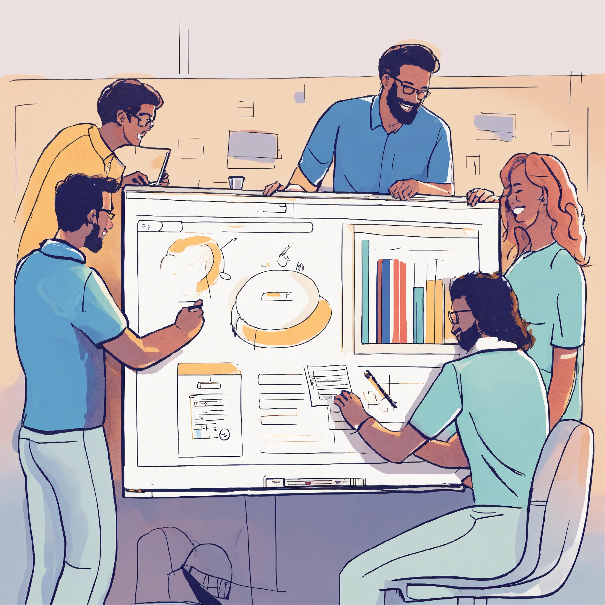 Lexica - Very simple drawing of happy colleagues working together ...