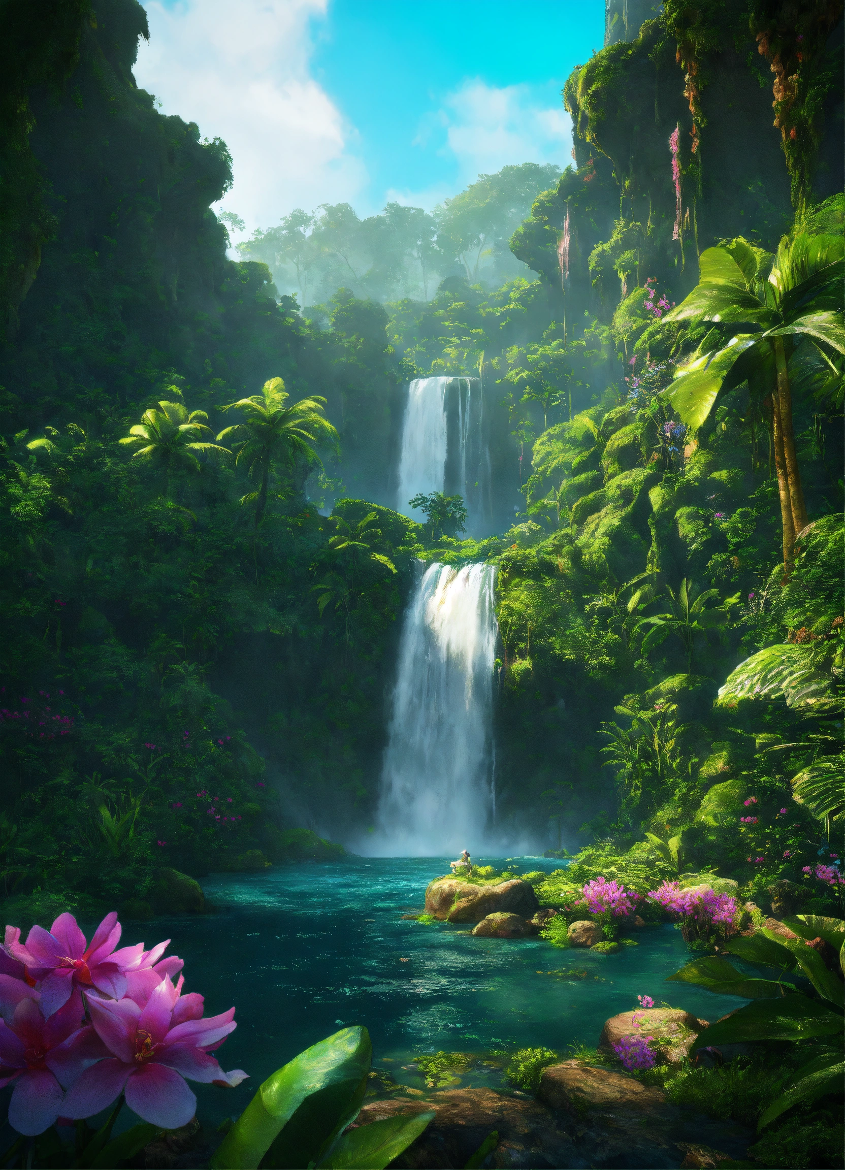 Lexica - Dense tropical jungle, caves, tropical flowers, lush green ...