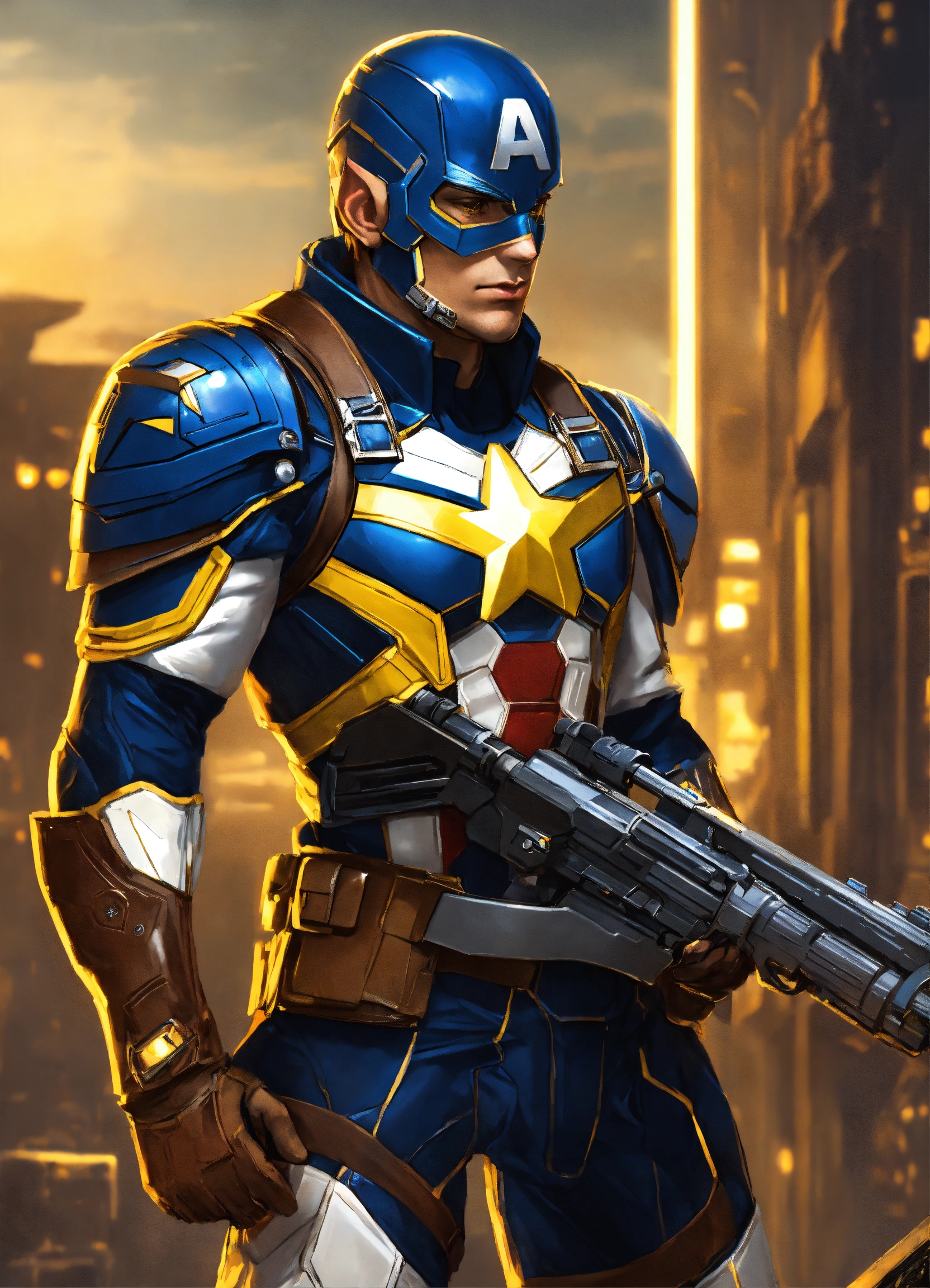 Lexica - Full body high elf sci fi captain america wearing heavy sci fi ...