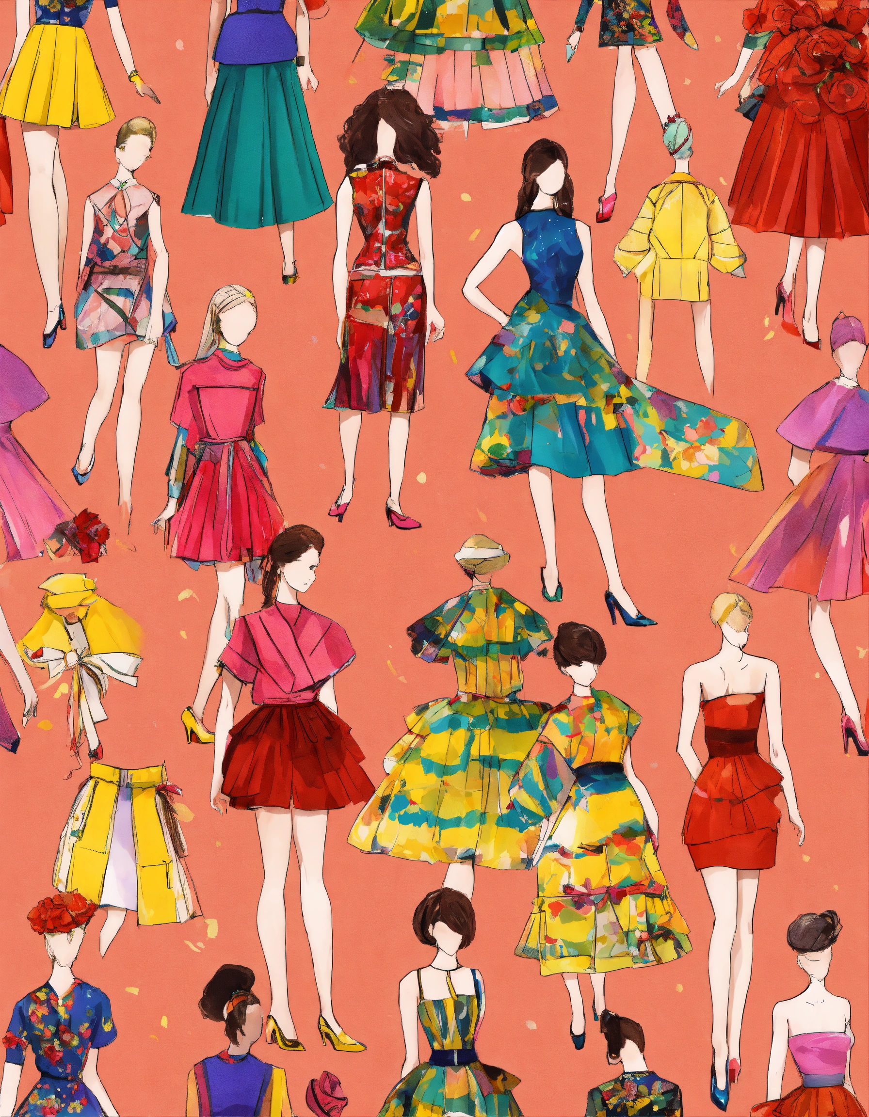 Lexica - Paper doll style clothing , colorful, detailed, runway clothing