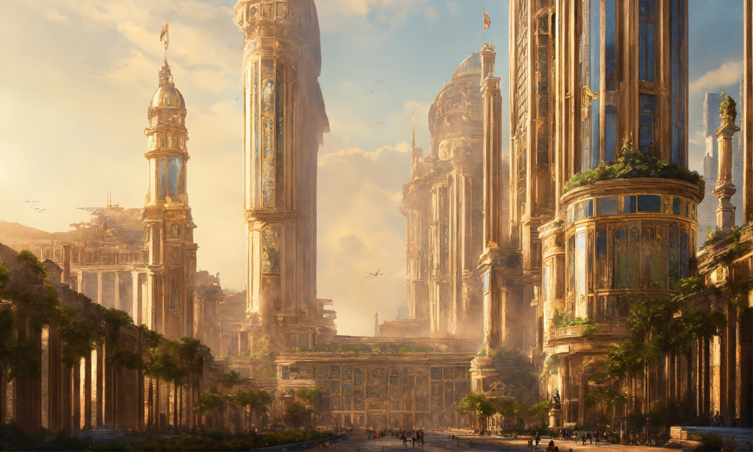 Lexica - Gigantic futuristic high-rise building palace reaching to the ...