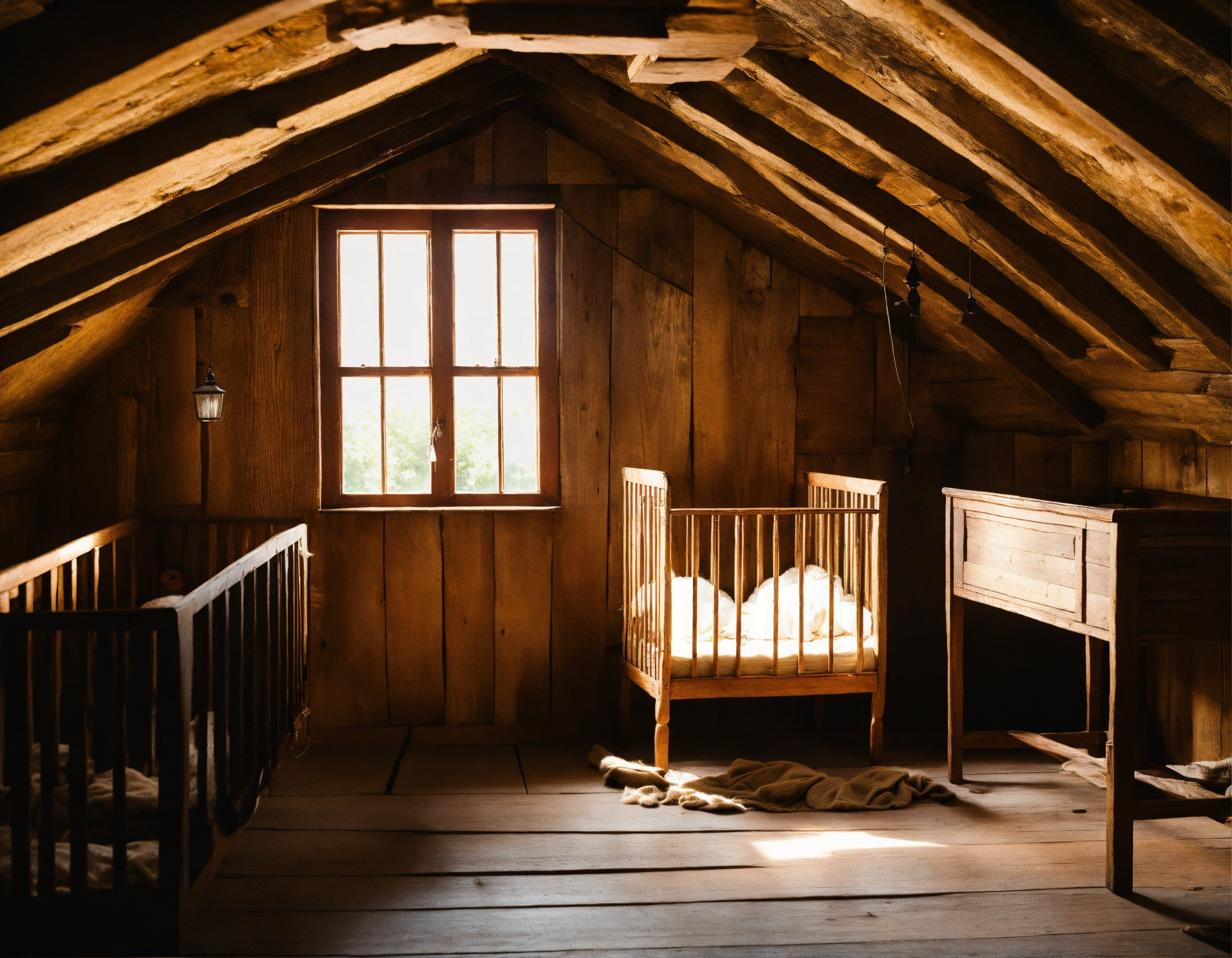 Lexica - An old wooden crib in an attic