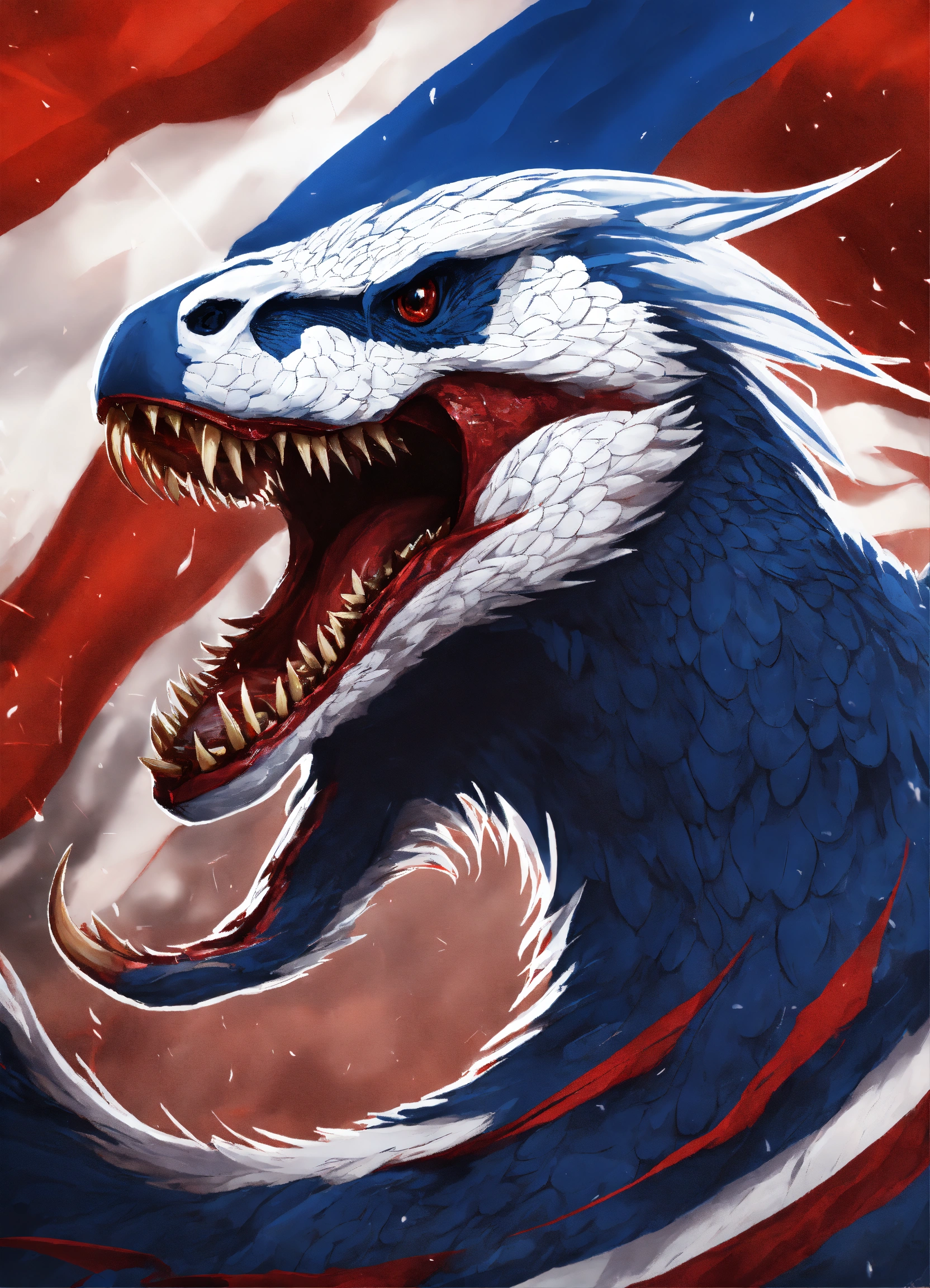 Lexica - Red white and blue colored background with Raptor claws ...