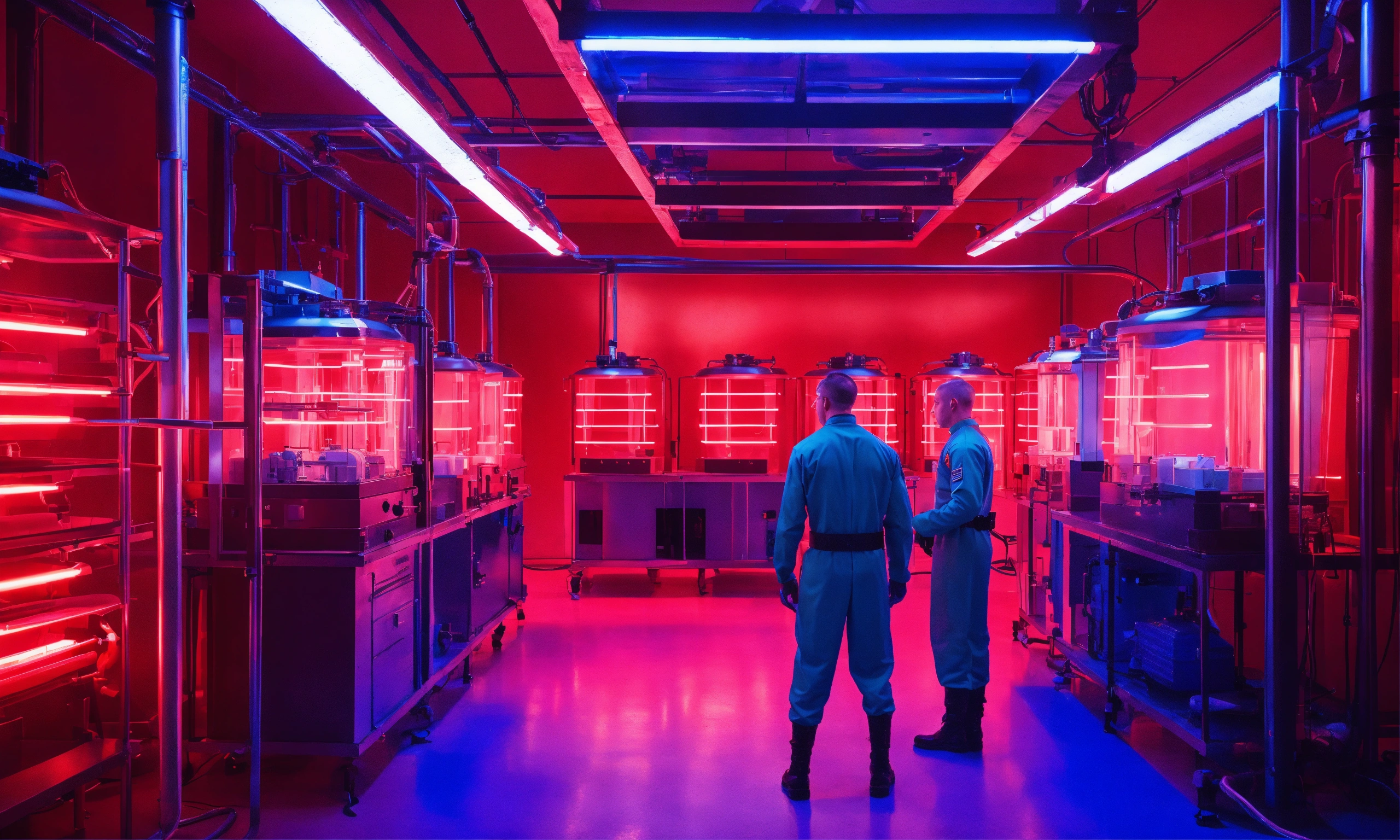 Lexica - Inside of a sci fi elf cloning laboratory with man sized vats ...