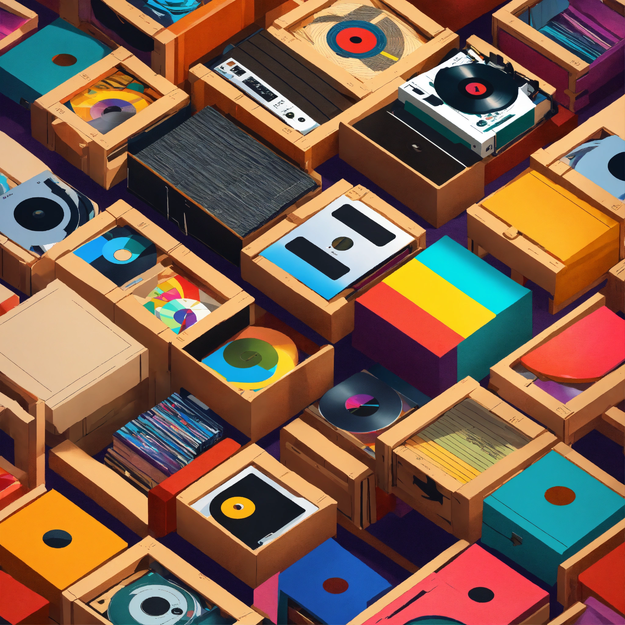 Lexica - Simple isometric logo of vinyl albums covers arranged in ...