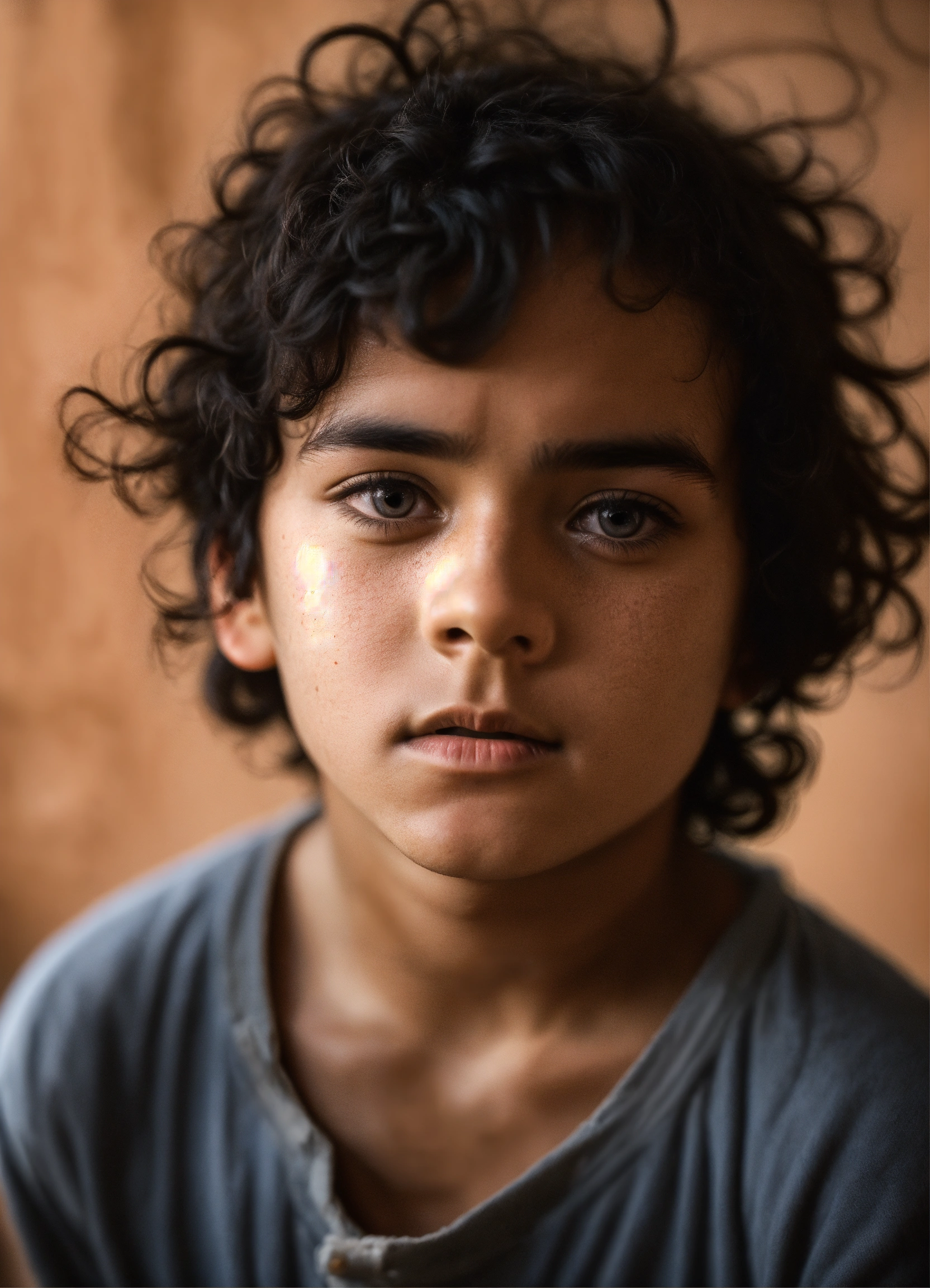 Lexica - Young Marrocan Boy Visible Completely, Tan Tired Head Sad ...