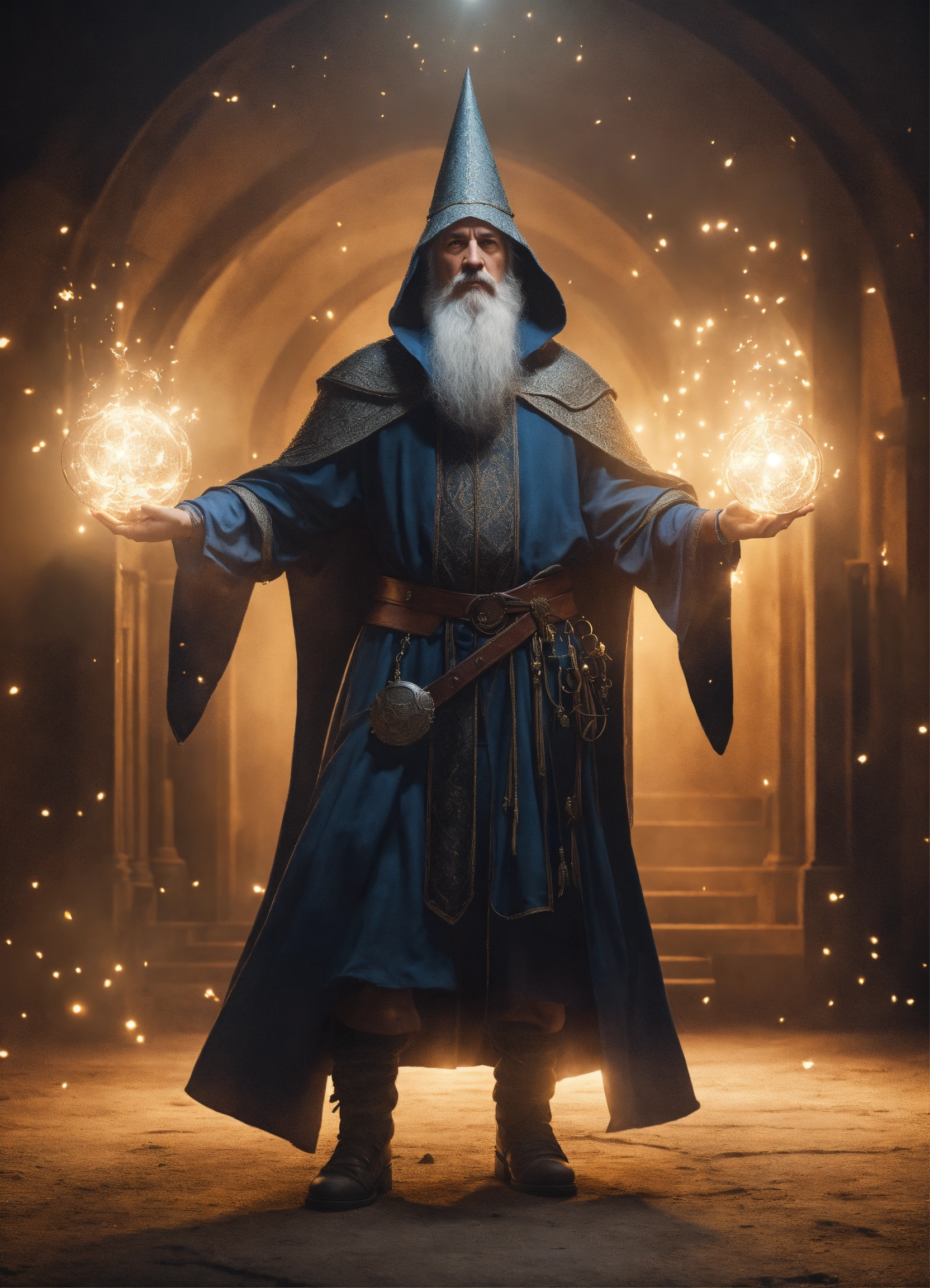 Lexica - A realistic full body portrait of a medival wizard, powerful ...