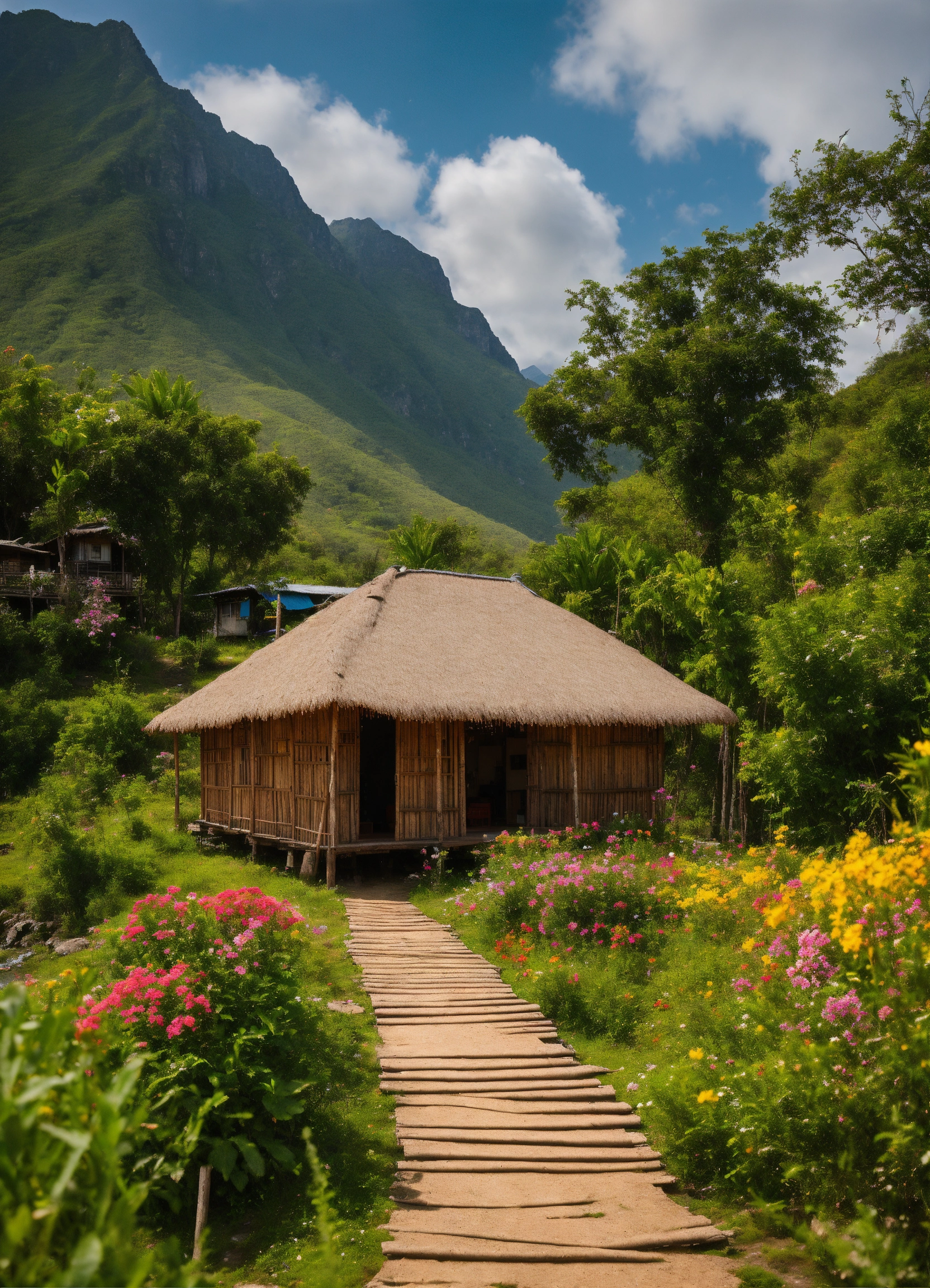 Lexica - A village beautiful stilt hut made of local bush material ...