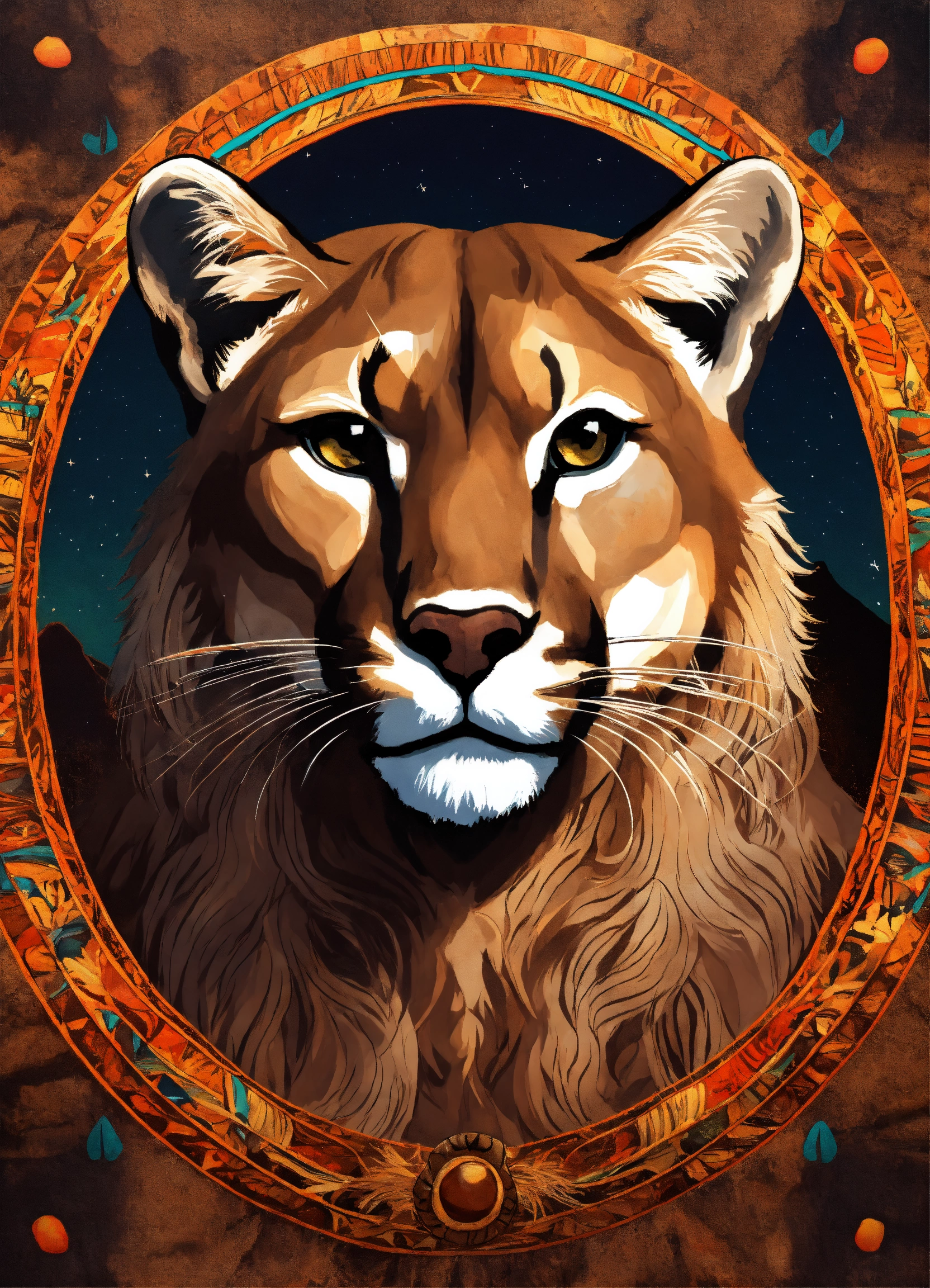 Lexica - Native American animal, mountain lion, shamanic, detailed, 8k ...