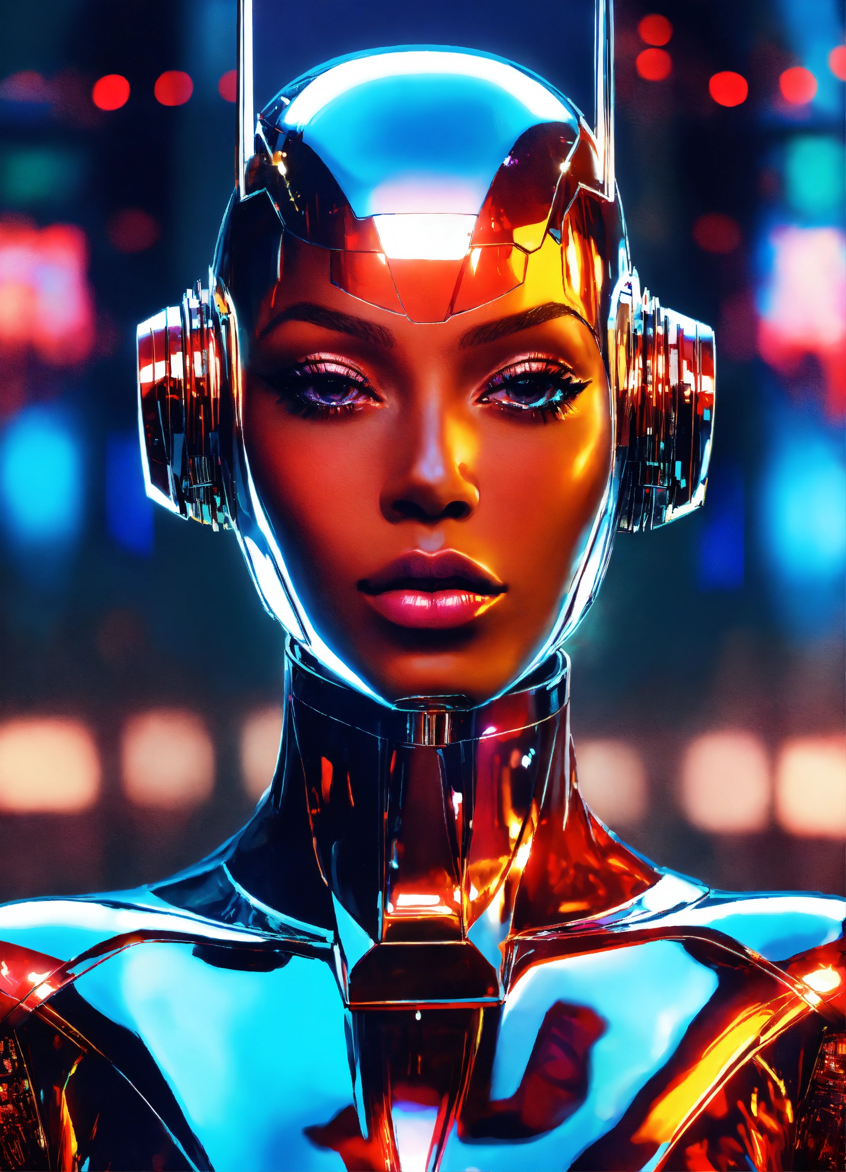Lexica - Draw beyonce as a silver futuristic robot with shiny ...