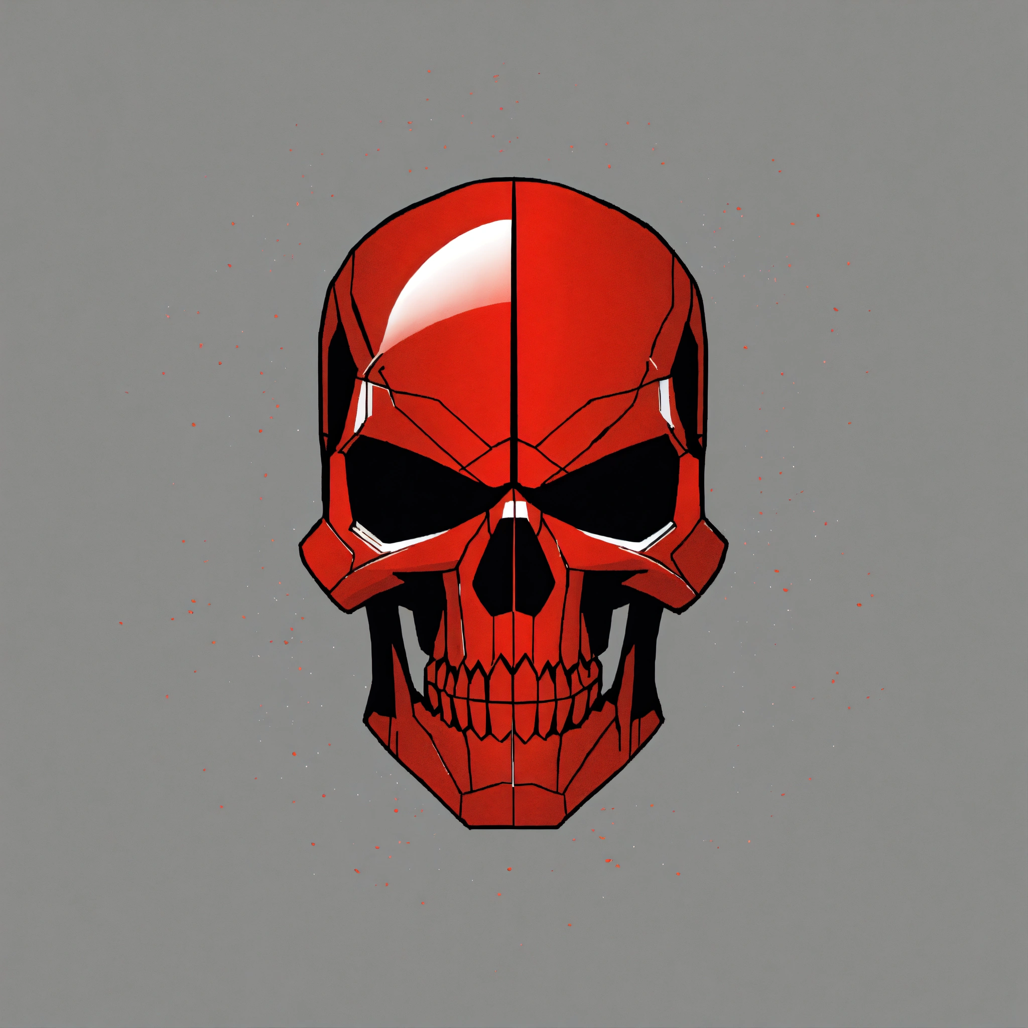 Lexica - Minimalist red skull logo. Sci fi aesthetic