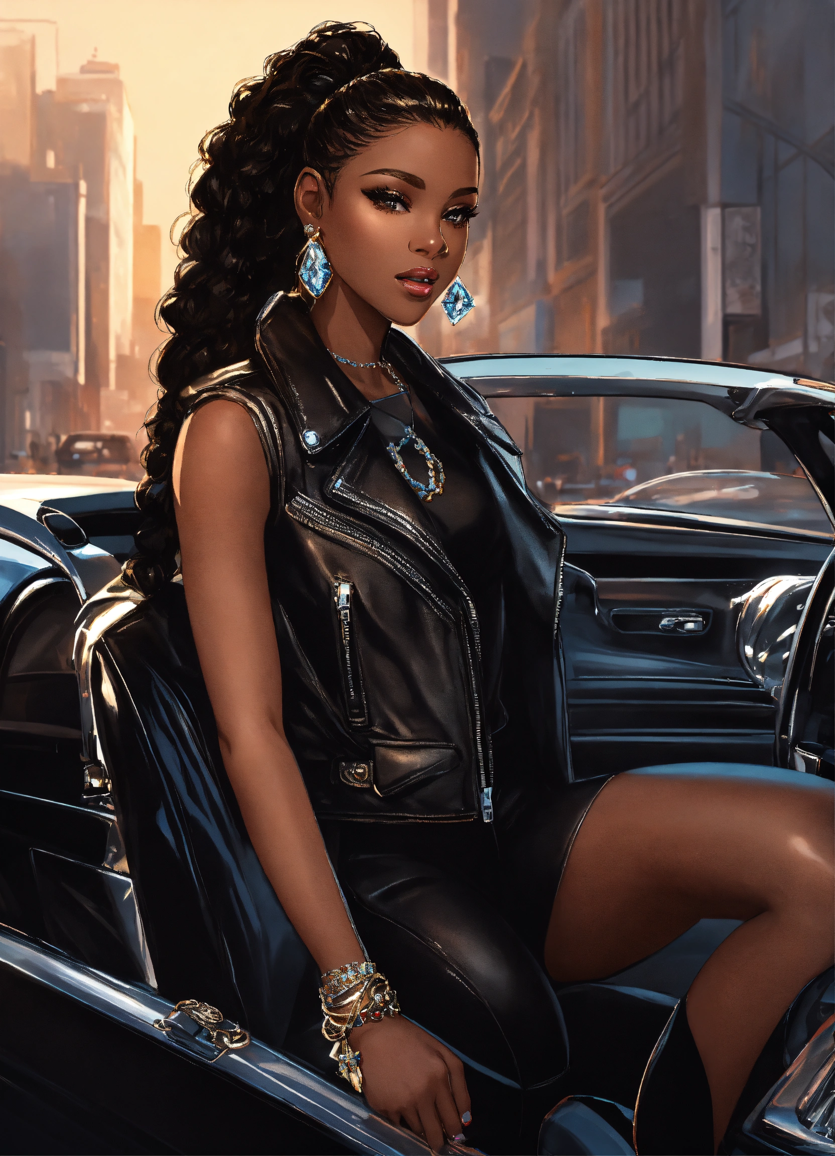 Lexica - Animated illustration of a melanin-rich beautiful girl with ...
