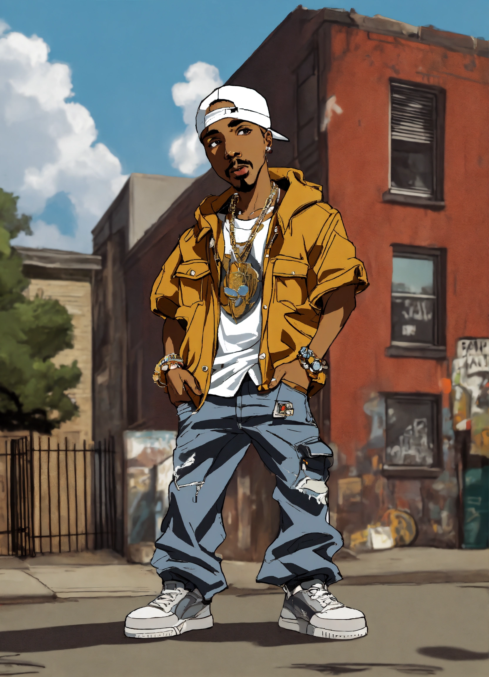 Lexica - Hip hop art style 2 pac boondocks full body