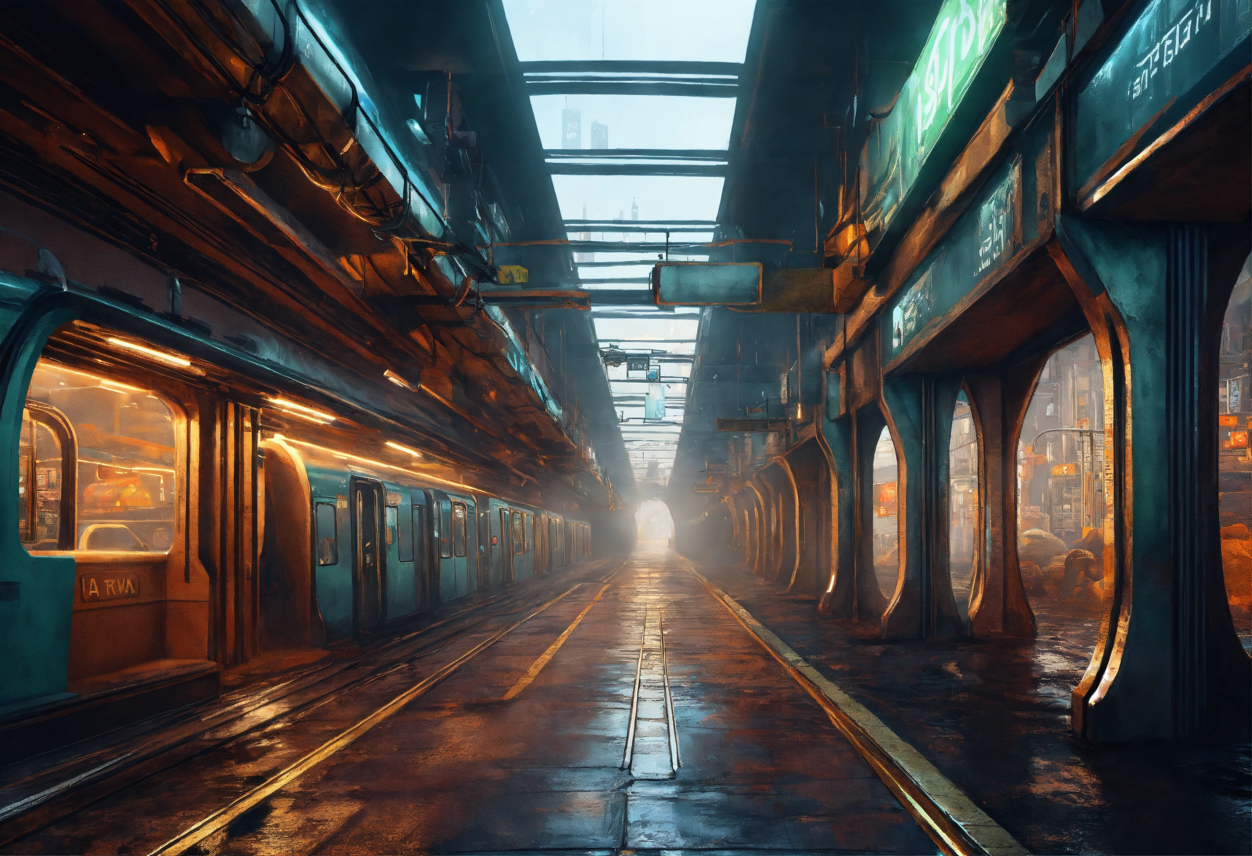 Lexica - Surreal style, A future subway in a city street, dystopian, 8k ...