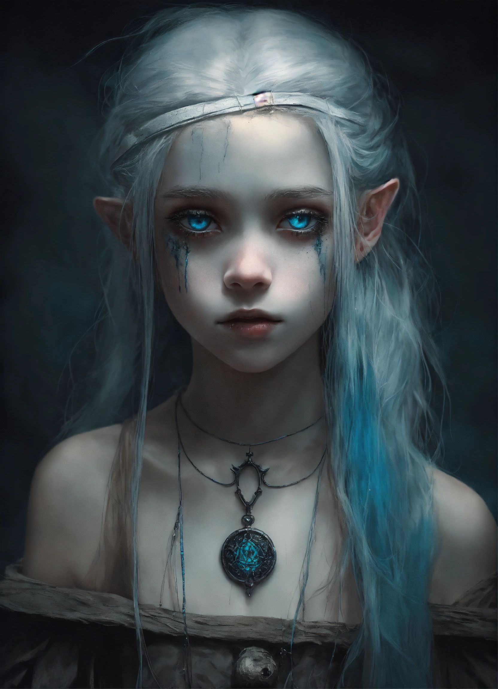 Lexica - Body portrait, ten year old childish female goth necromancer ...