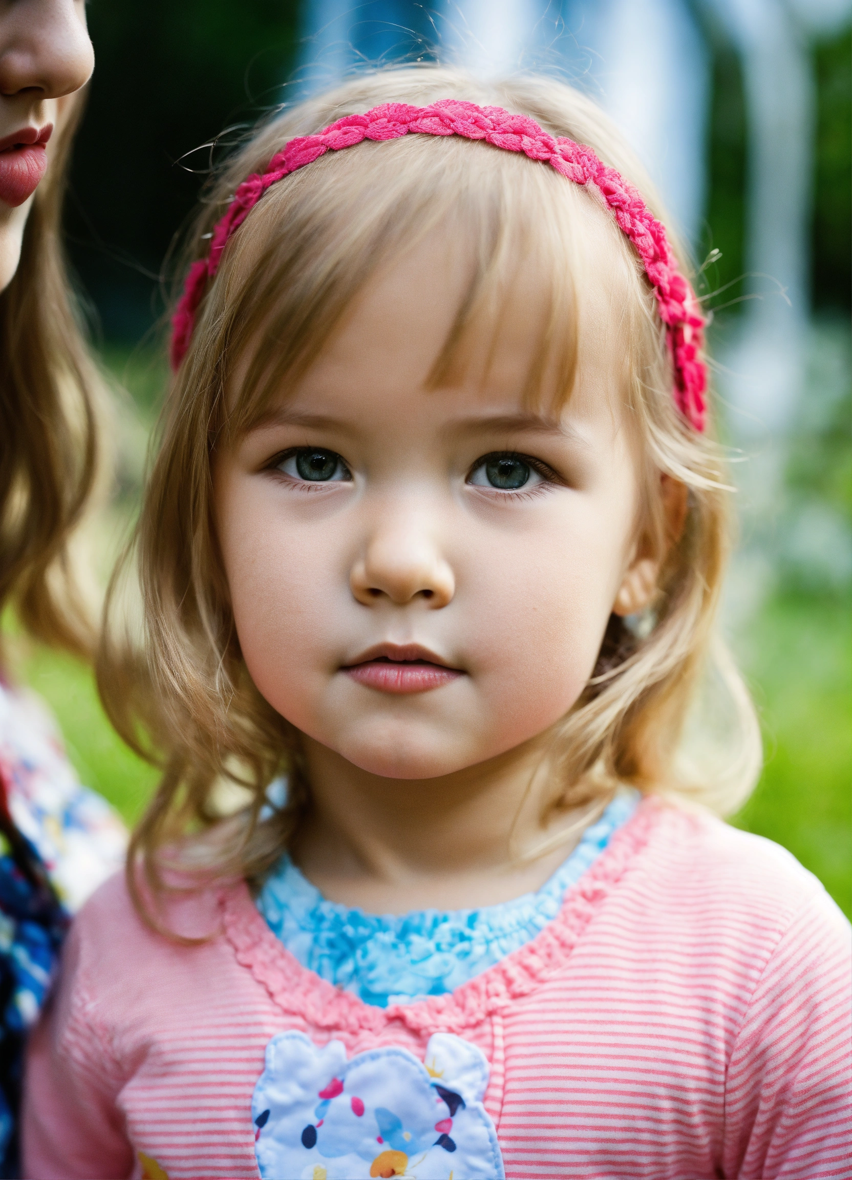 Lexica - Pretty 2-year-old girl looking straight on