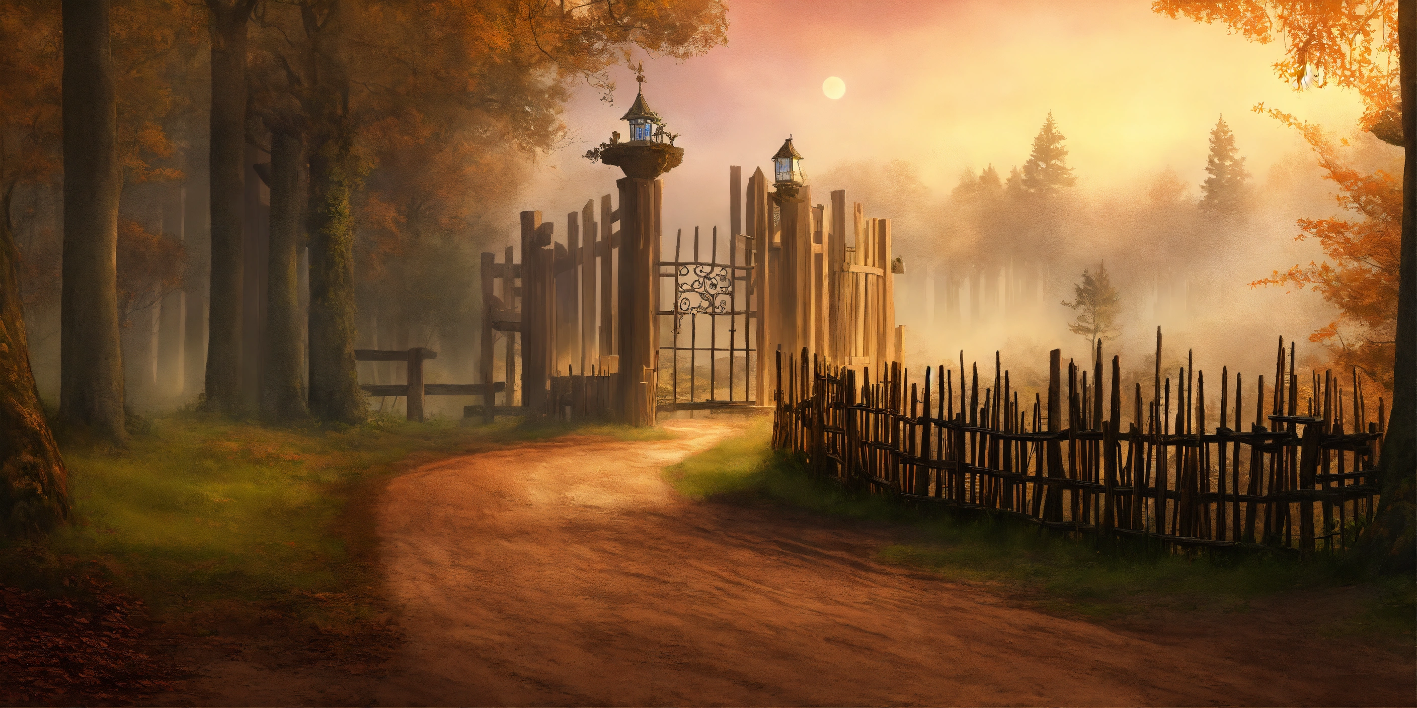Lexica - Fantasy Setting, large palisade wall with a gate, fantasy town ...
