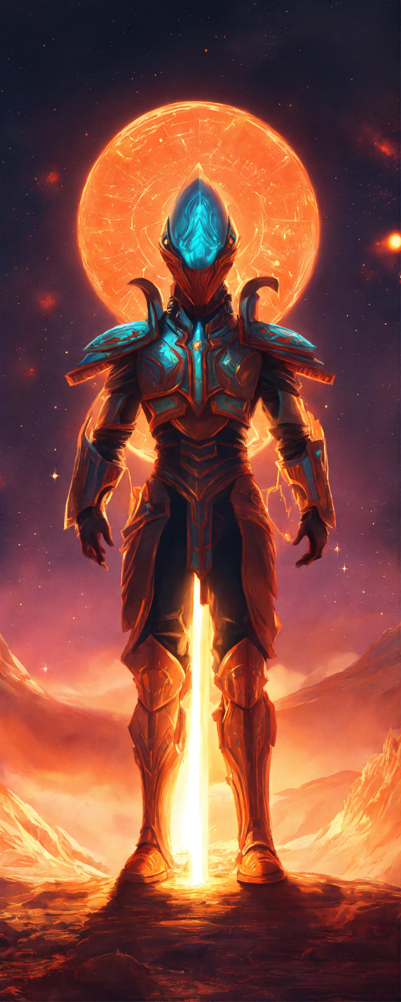 Lexica - Drawing of epic alien warlord king with glowing orange energy ...