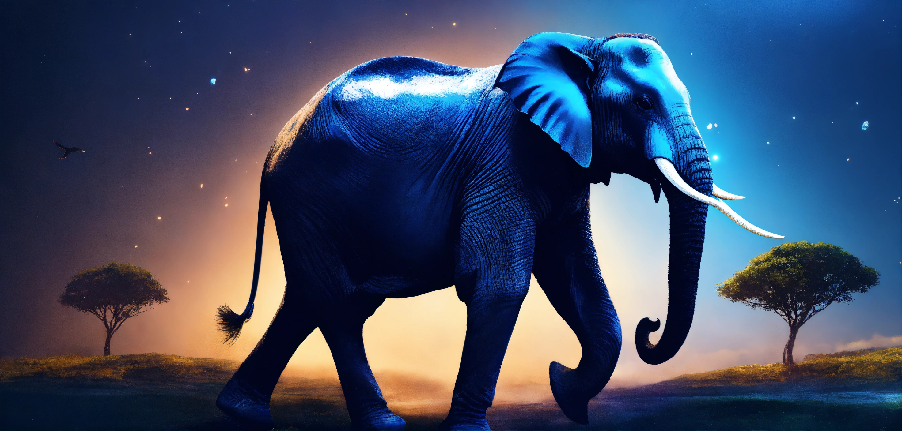 Lexica - Beautiful landing page elephant, dark blue theme, 8k