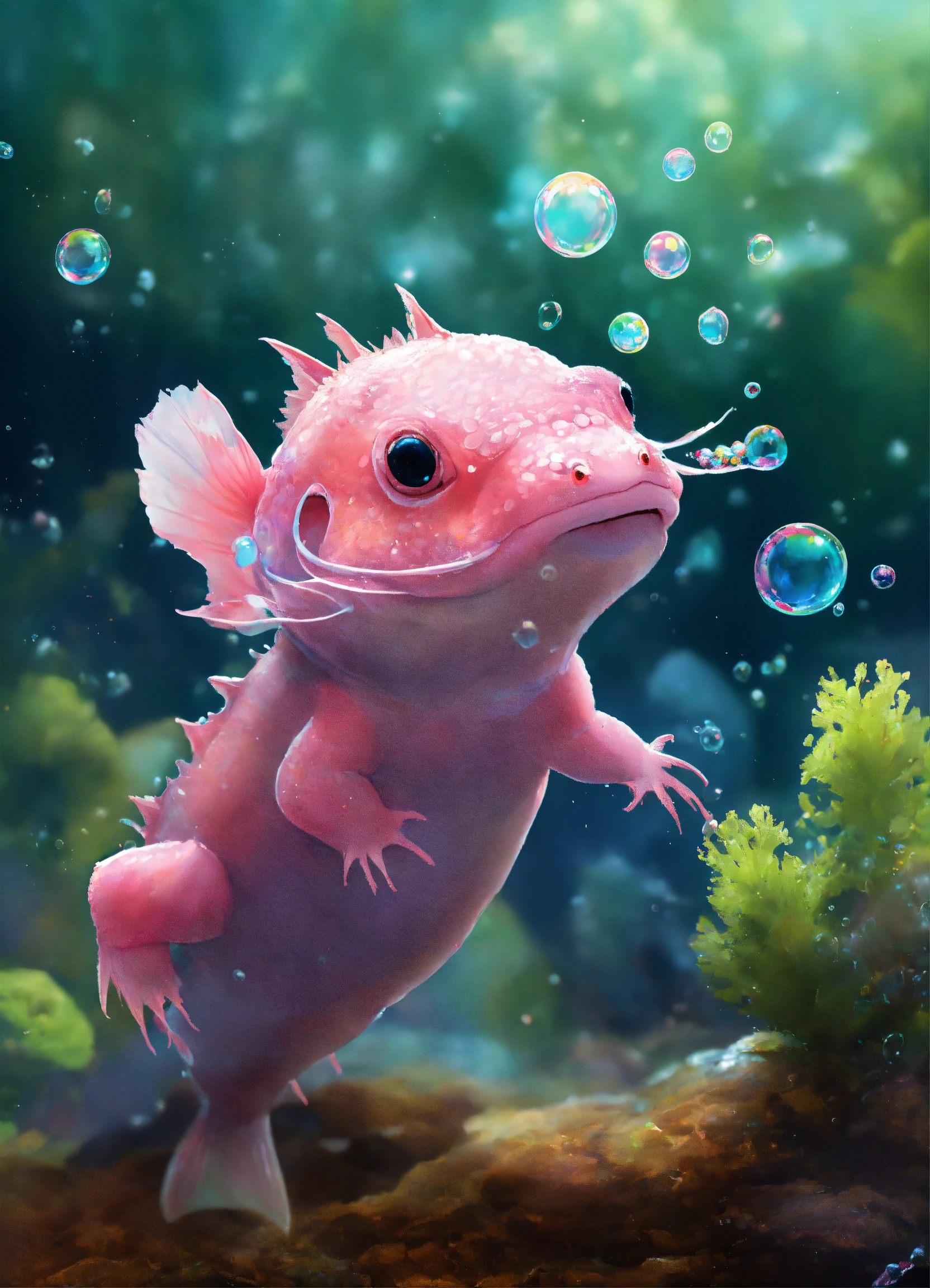 Lexica - Axolotl blowing bubbles
