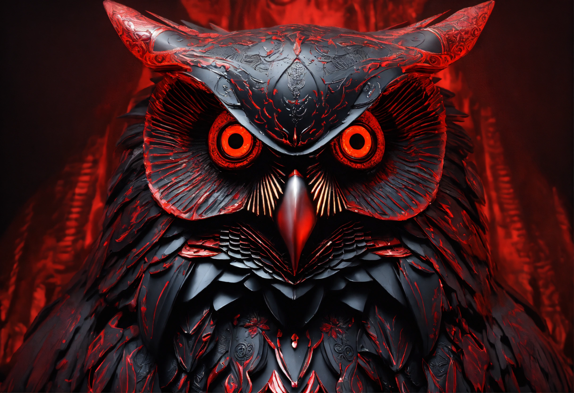 Lexica - Evil ferocious extraterrestrial predator owl, in red light and ...